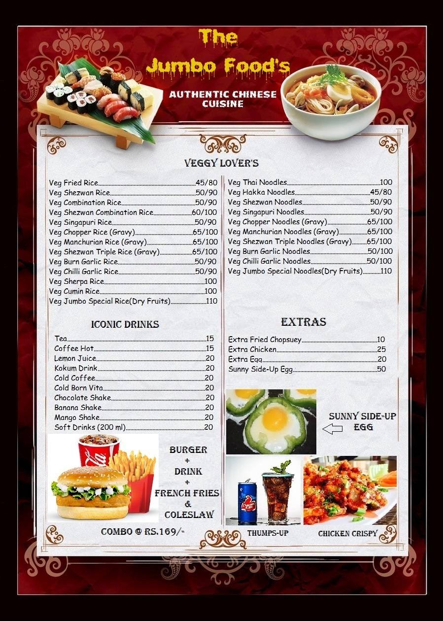 Menu at The Jumbo Foods, Pune, Shop no 3