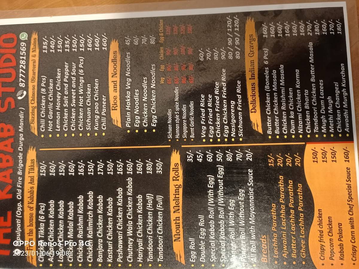 Menu at The Kabab Studio, Kolkata, 42