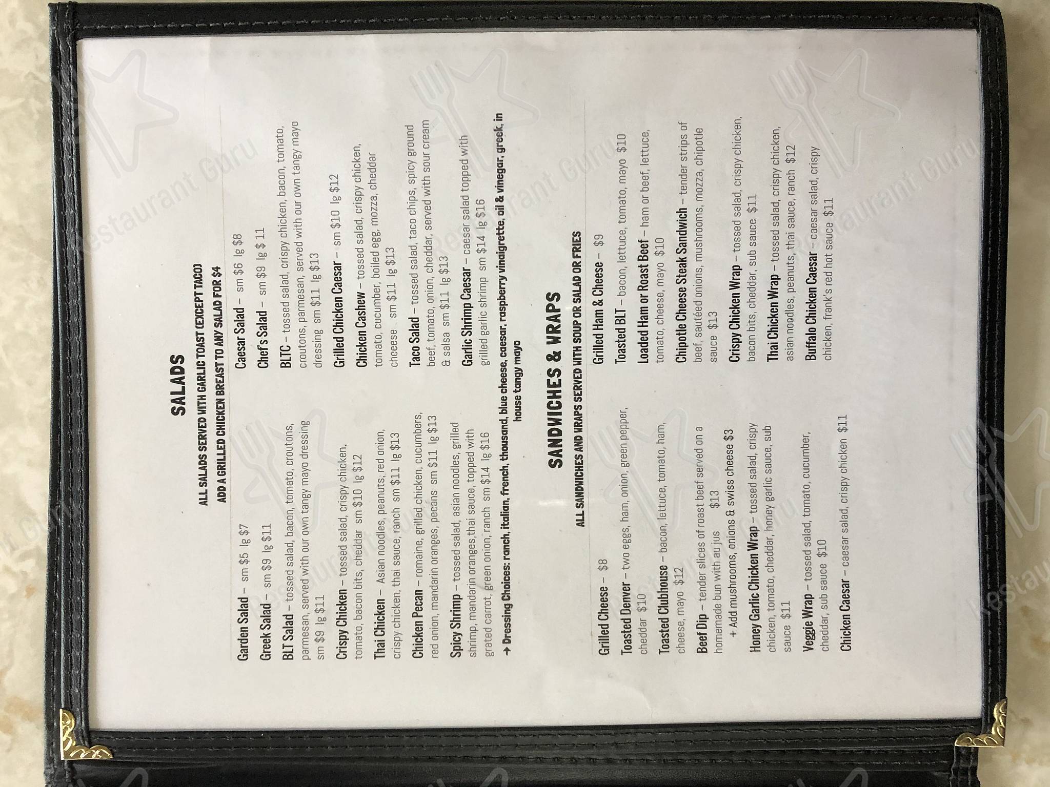 Menu at The Lark Restaurant, Shell Lake