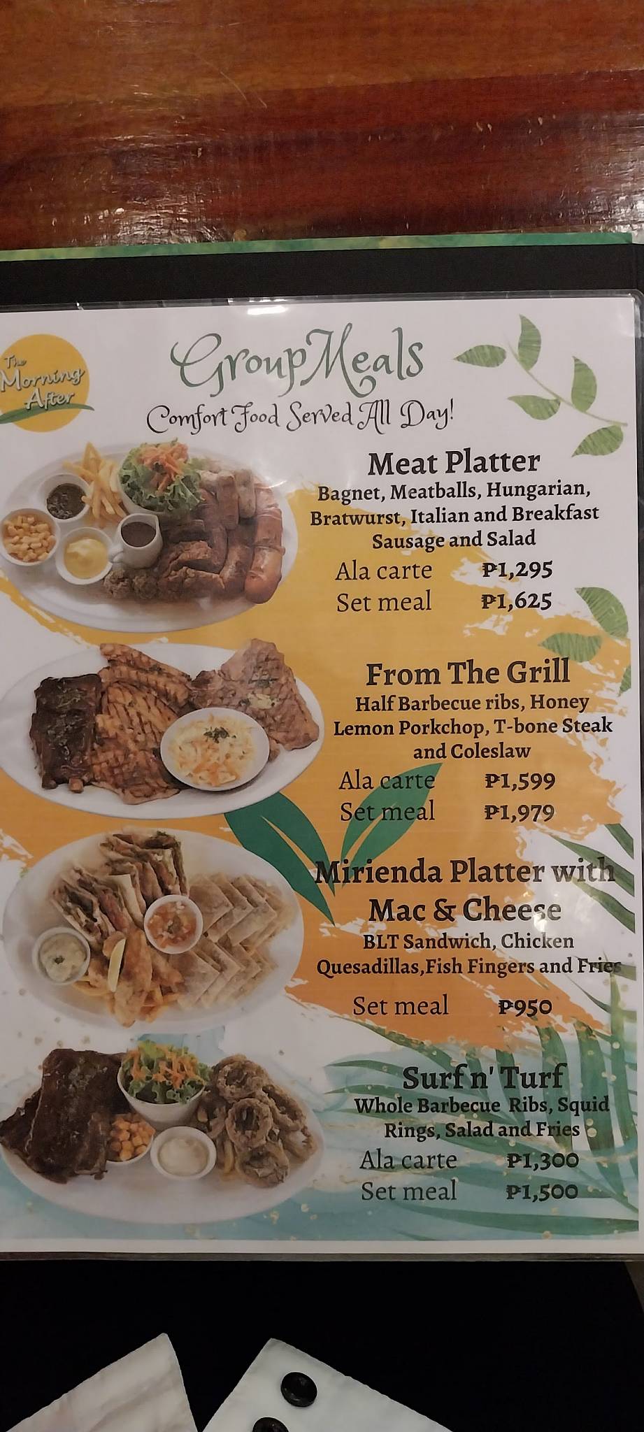 Menu at The Morning After Festival Mall restaurant, Muntinlupa