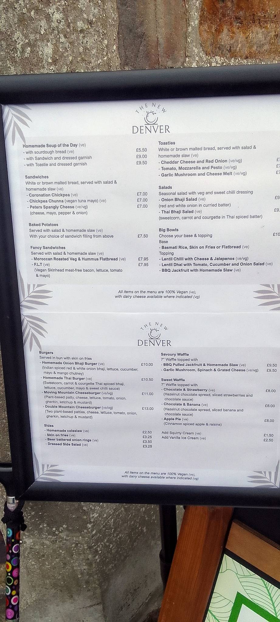 Menu at The New Denver restaurant, Cullen