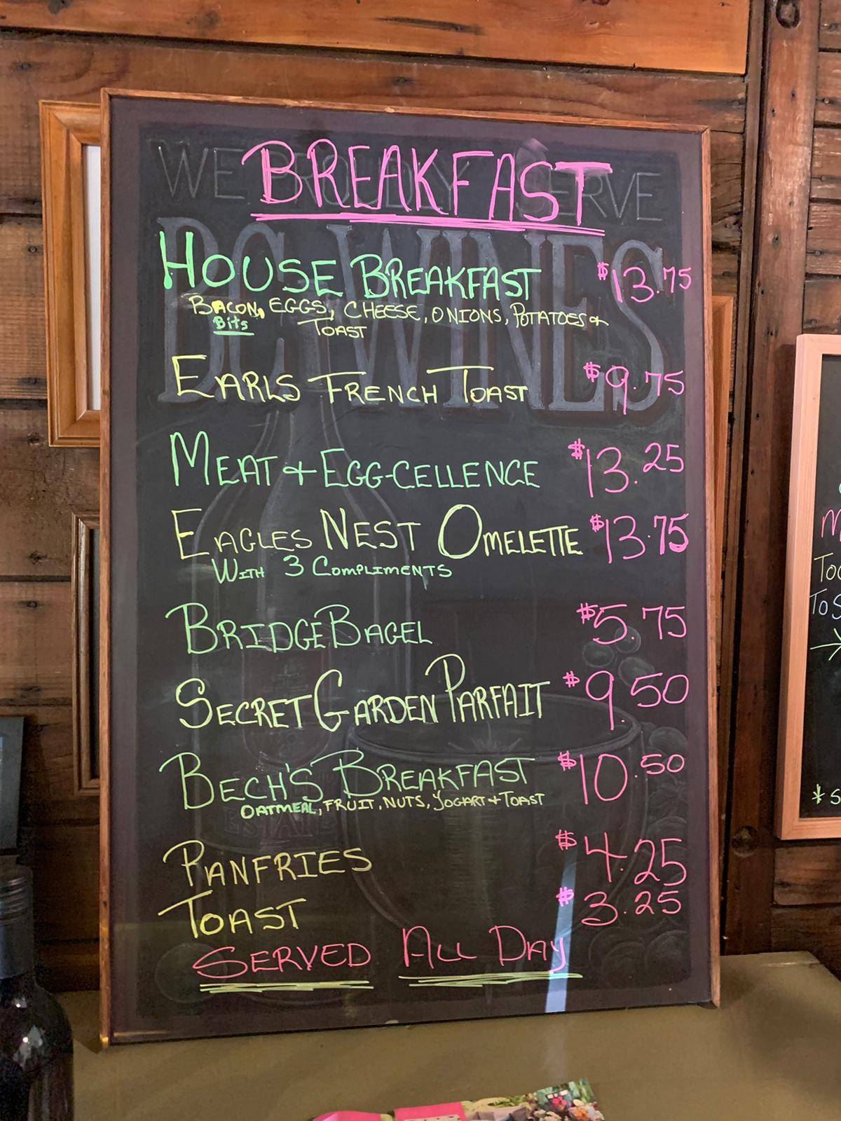Menu at The Packing House restaurant, Spences Bridge