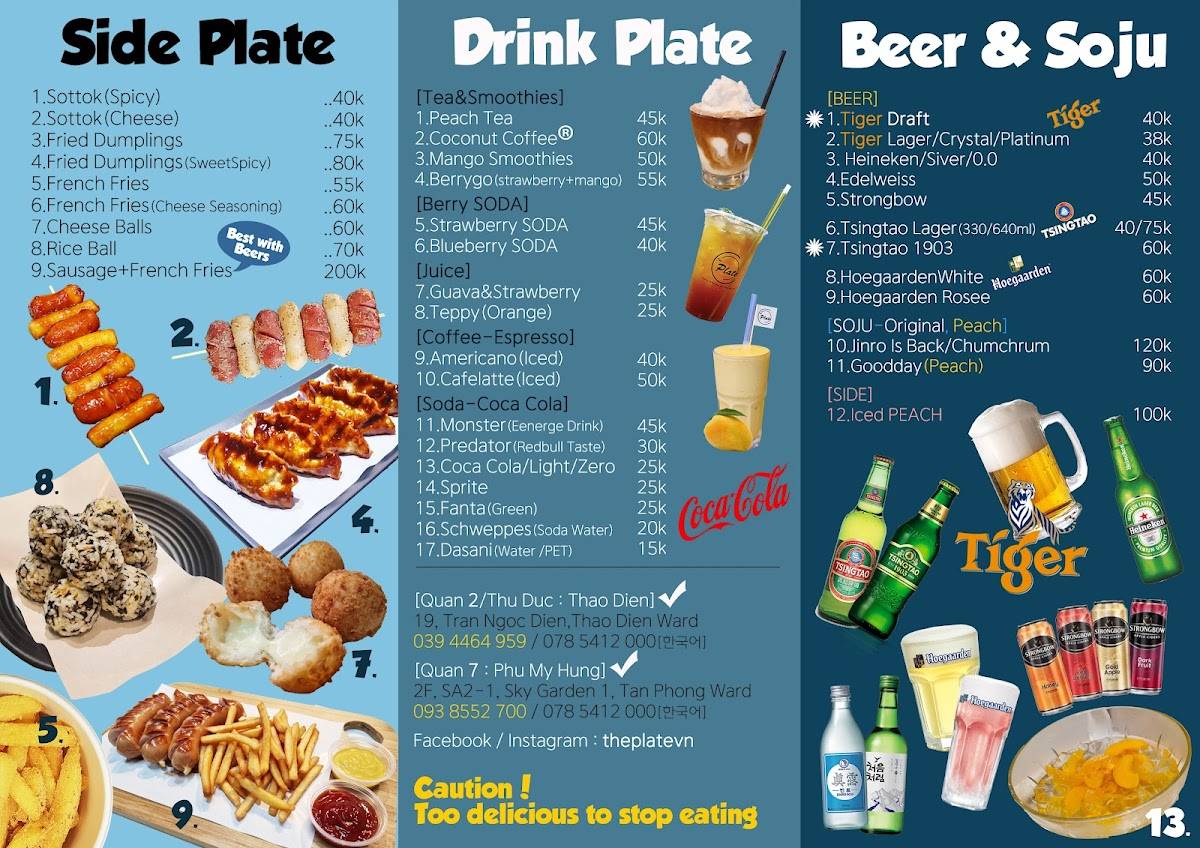 Menu at The Plate restaurant, Ho Chi Minh City, 3A Đ. Trần Ngọc Diện