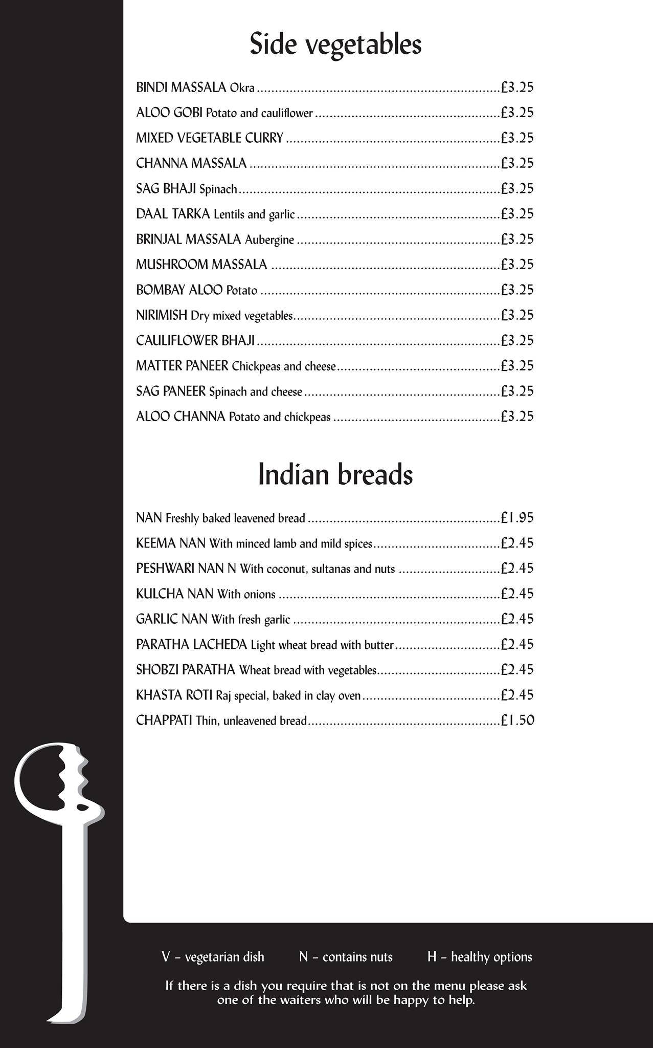 Menu at The Raj Restaurant, Kettering