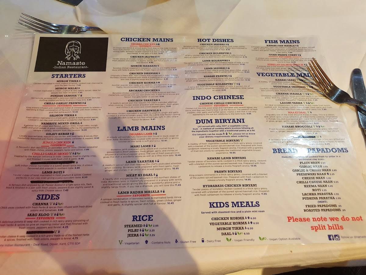 Menu at The Swingate Inn restaurant, Dover