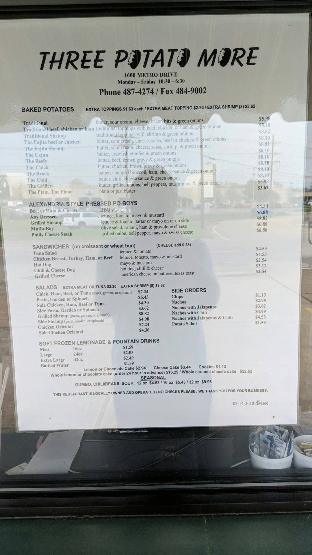 Menu at Three Potato More restaurant, Alexandria