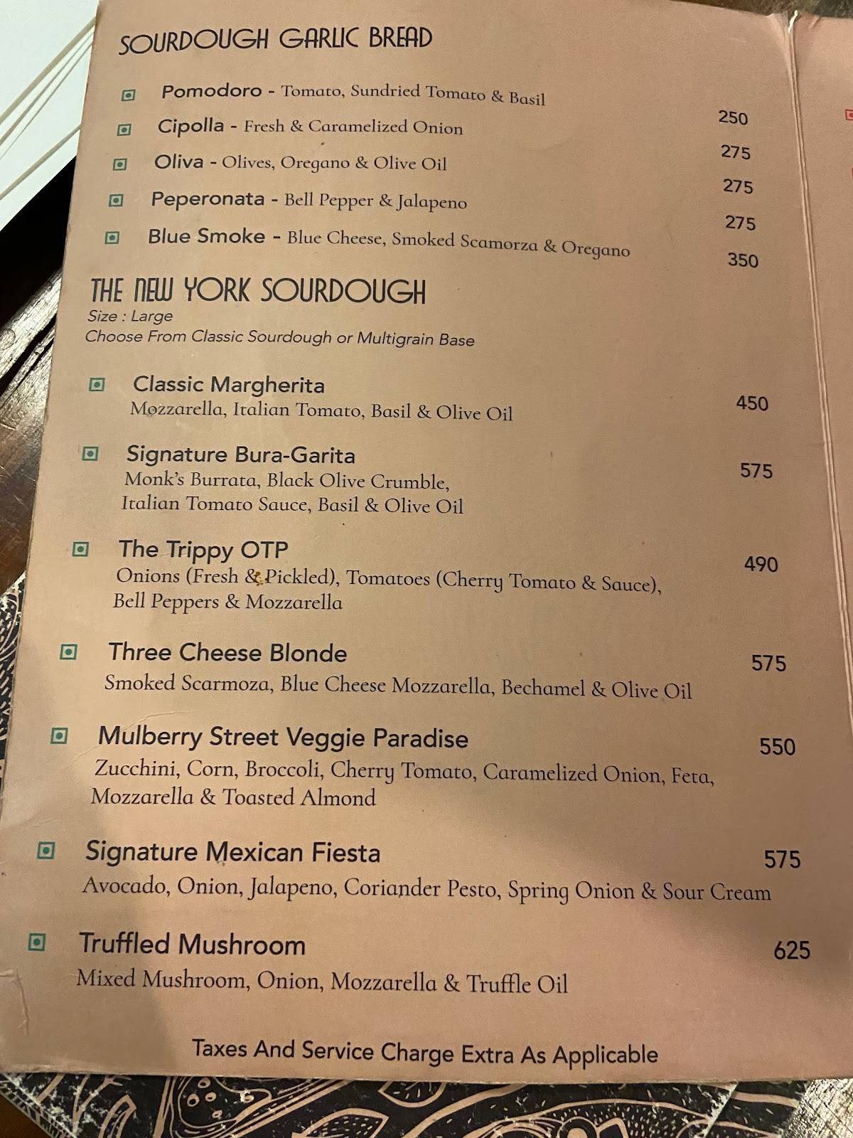 Menu at Trippy Goat Cafe, Bengaluru