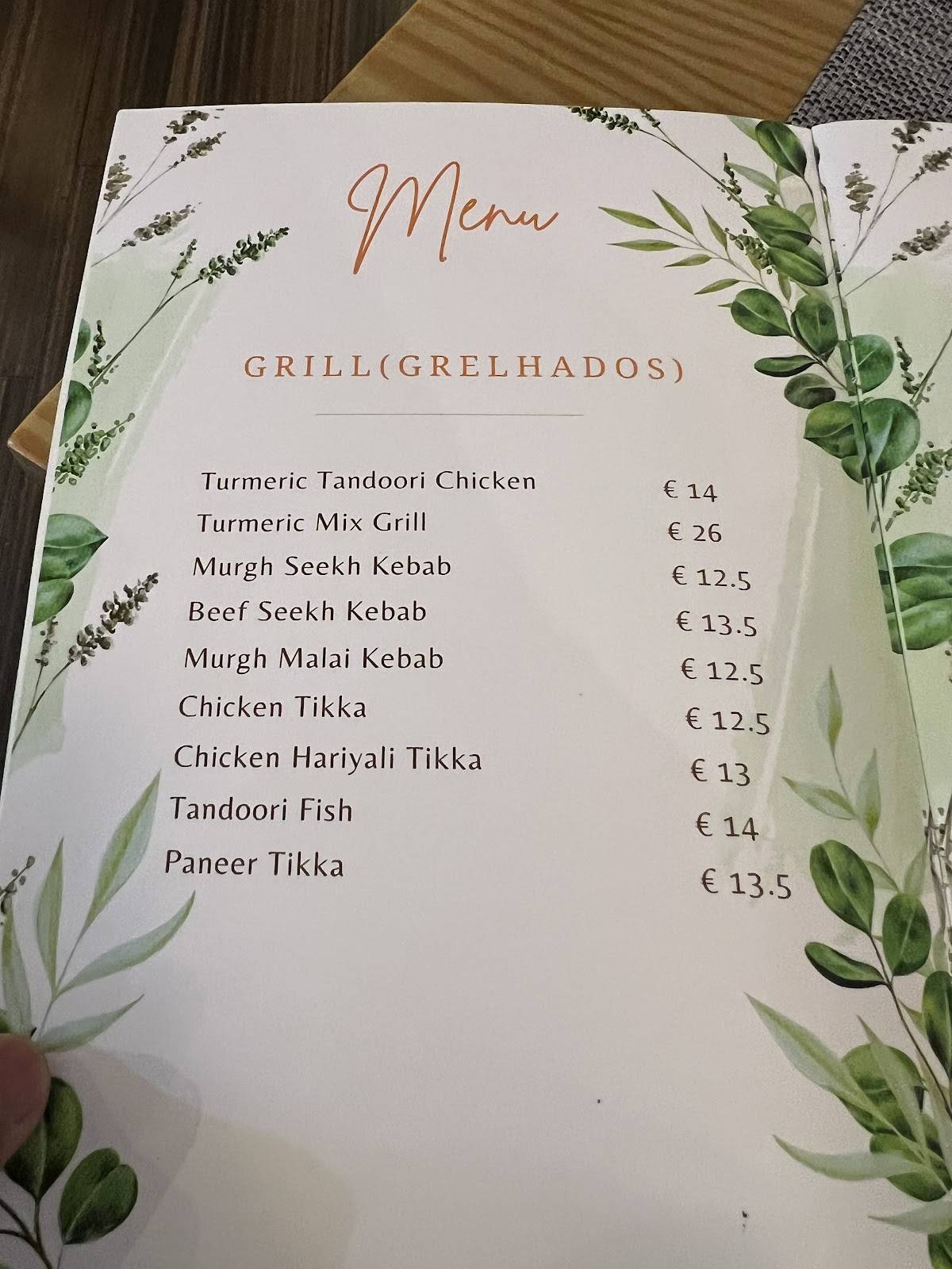 Menu em Turmeric حلال Pakistani & Indian Restaurant, Porto