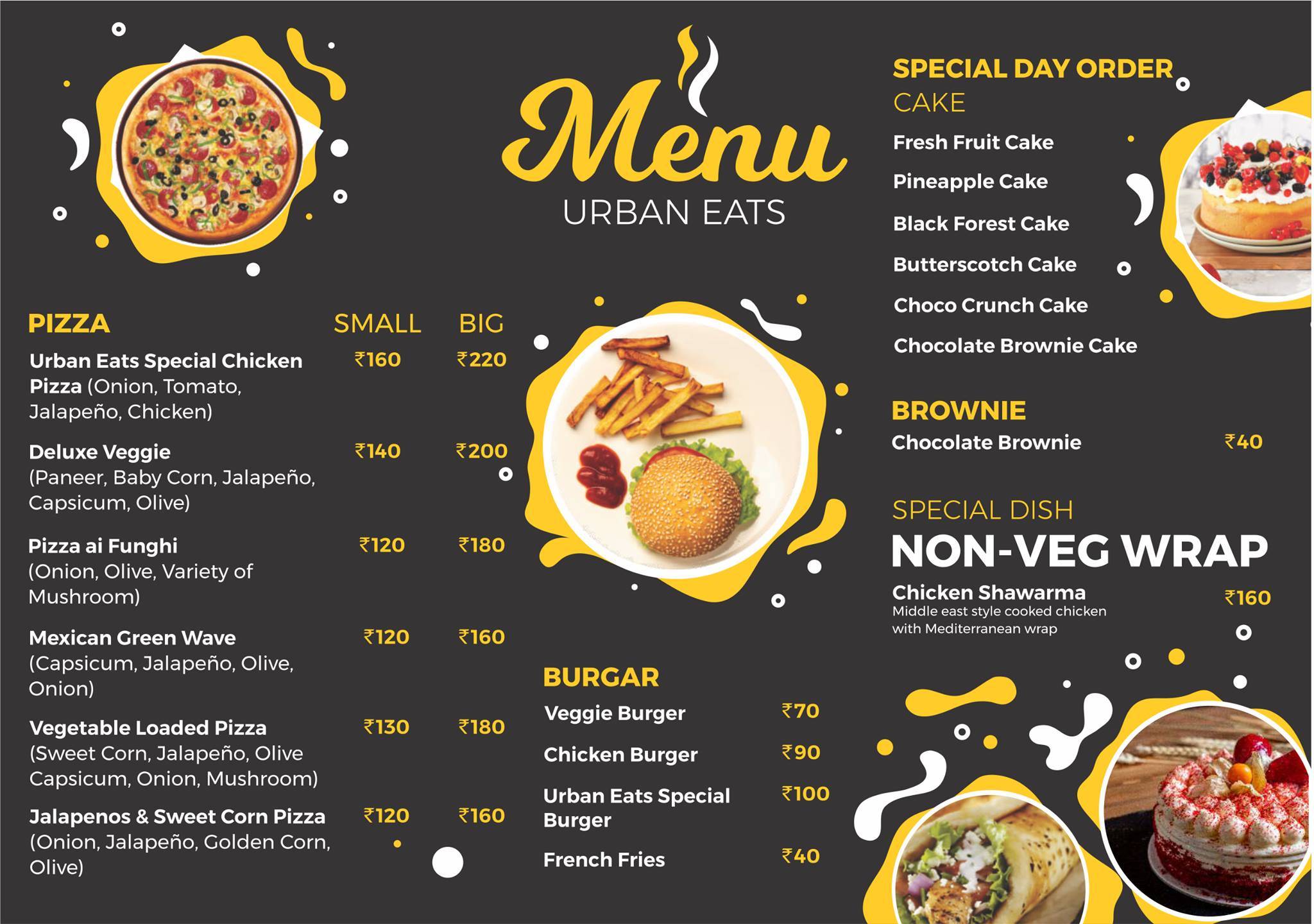 Menu at Urban Eats, India