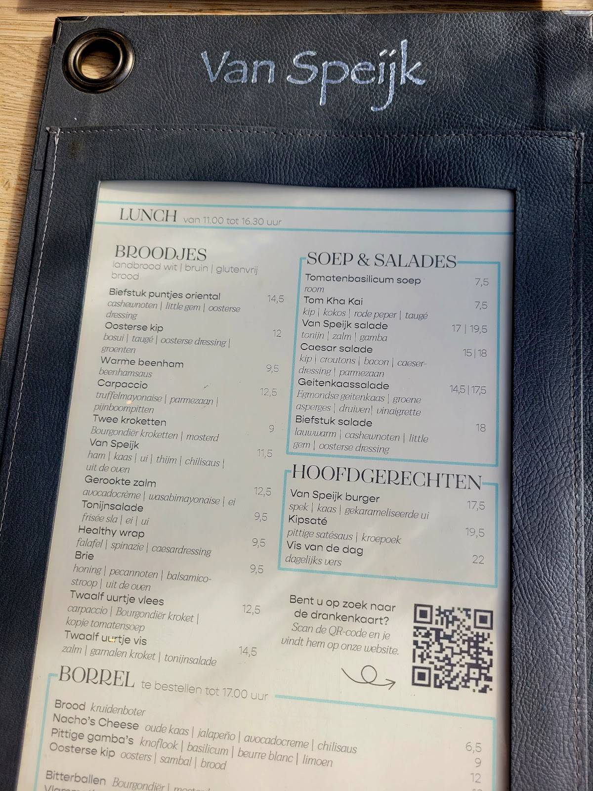 Speisekarte von Restaurant Van Speijk, Egmond aan Zee