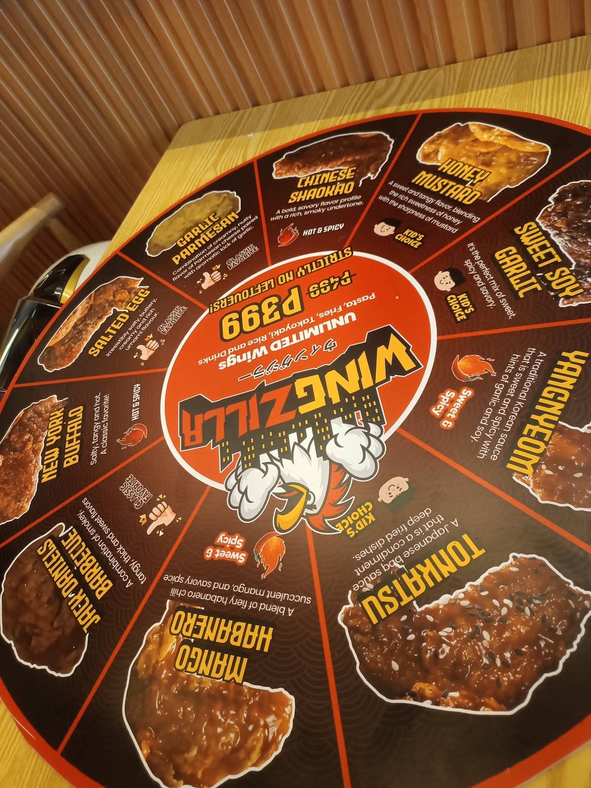 Menu at WINGZILLA Commonwealth restaurant, Quezon City