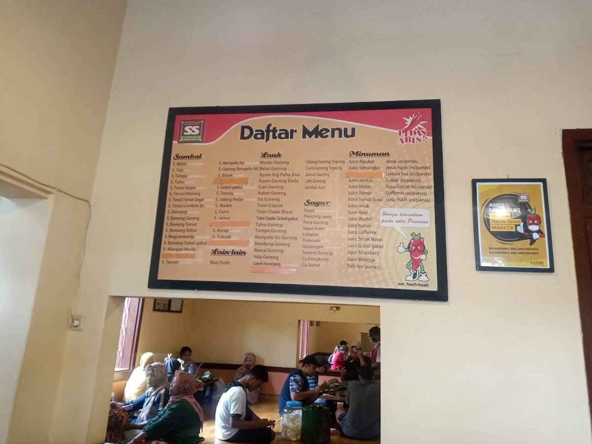 Carta del restaurante Waroeng Spesial Sambal "SS" Arjuna, Surabaya