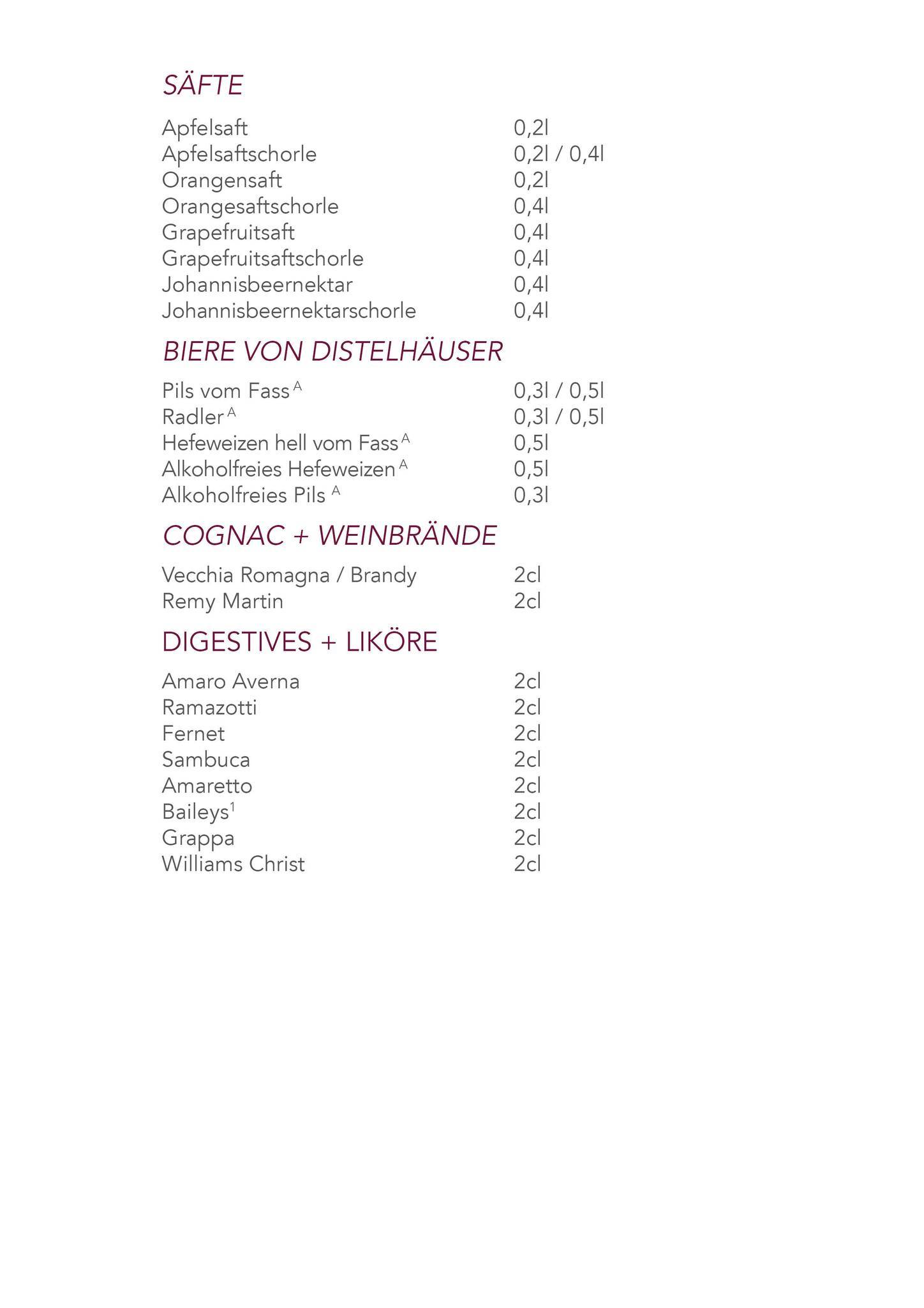 Speisekarte von Restaurant Weitblick da Franco, Talheim