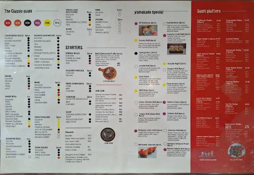 Menu at Yamakado restaurant, Centurion, 3