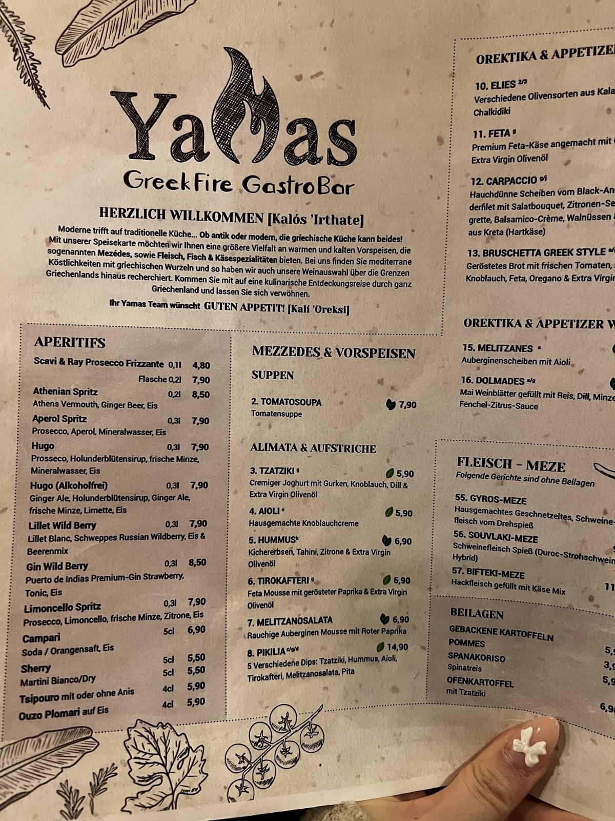 Speisekarte von Yamas GastroBar, Vechta