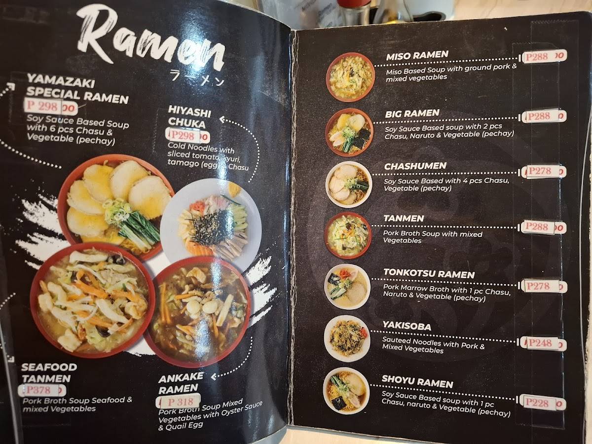Menu at Yamazaki Ramen House & Japanese Grocery restaurant, Makati