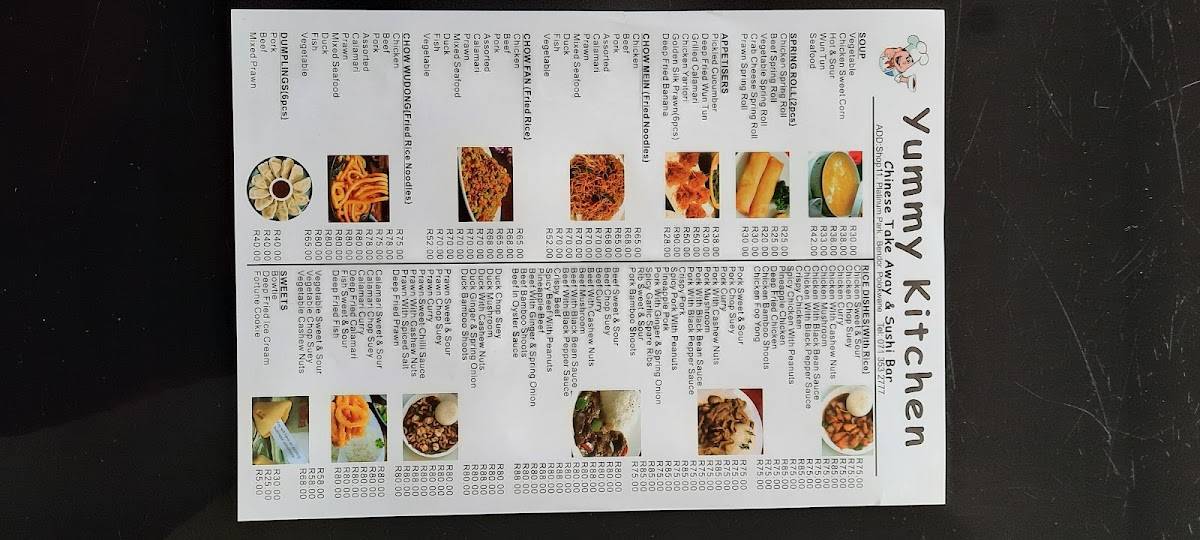 Menu at Yummy Kitchen Polokwane restaurant, Polokwane, Watermelon St