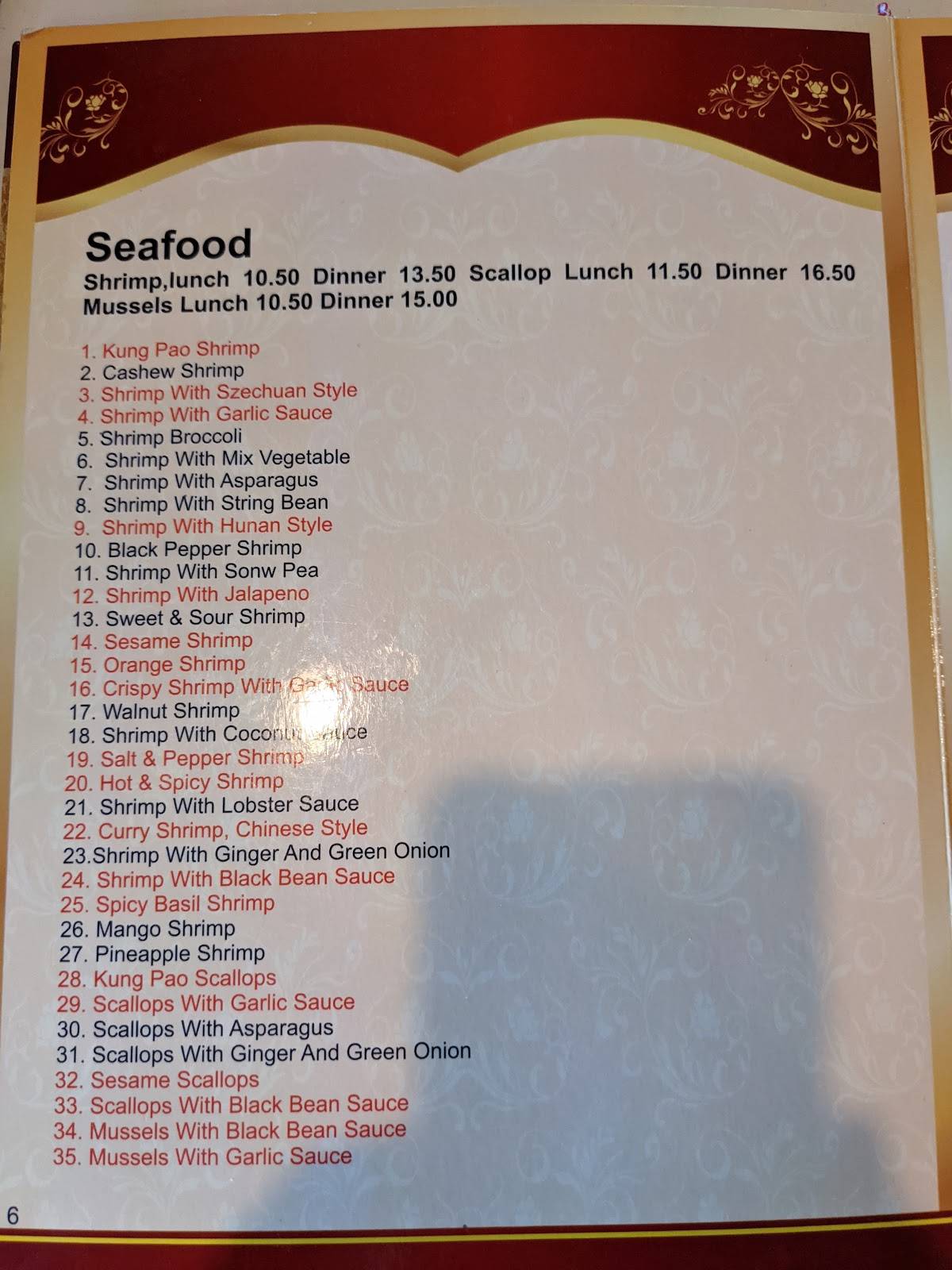 Menu at Zheng Zhong Chinese & Thai restaurant, Mountain View