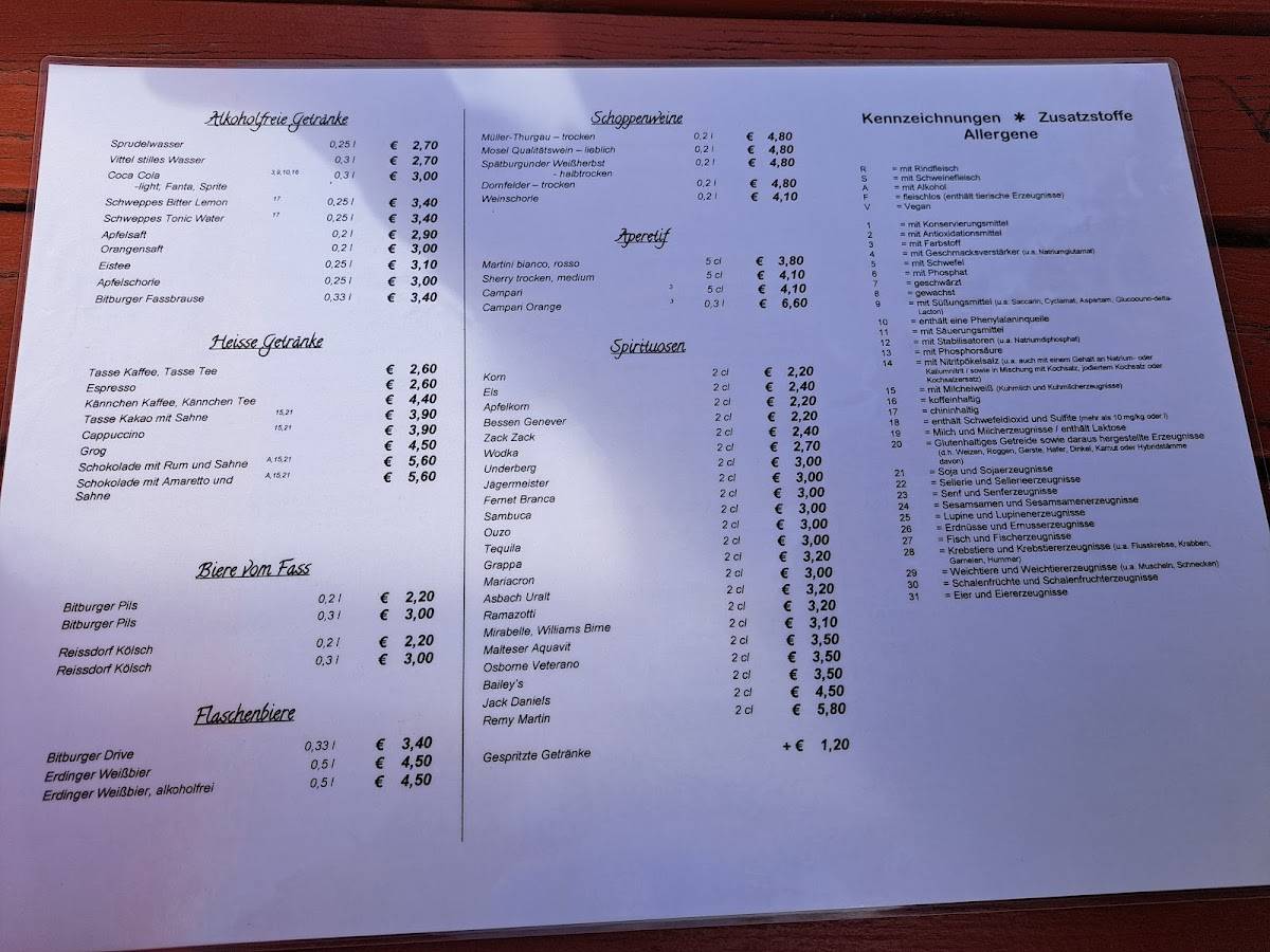 Menu at Restaurant „Zum Adler“, Hellenthal