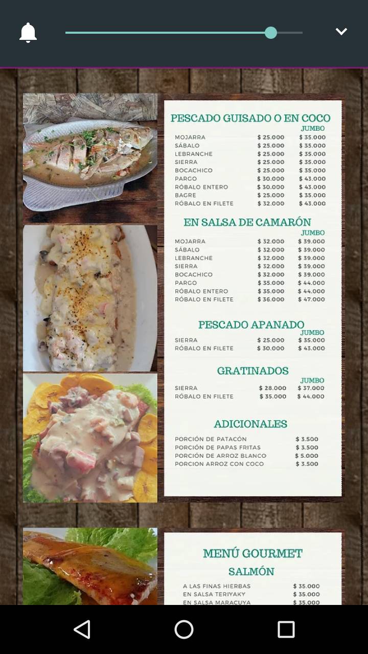 Carta de Restaurante Bar Mi Bohio Puerto Rico, Barranquilla