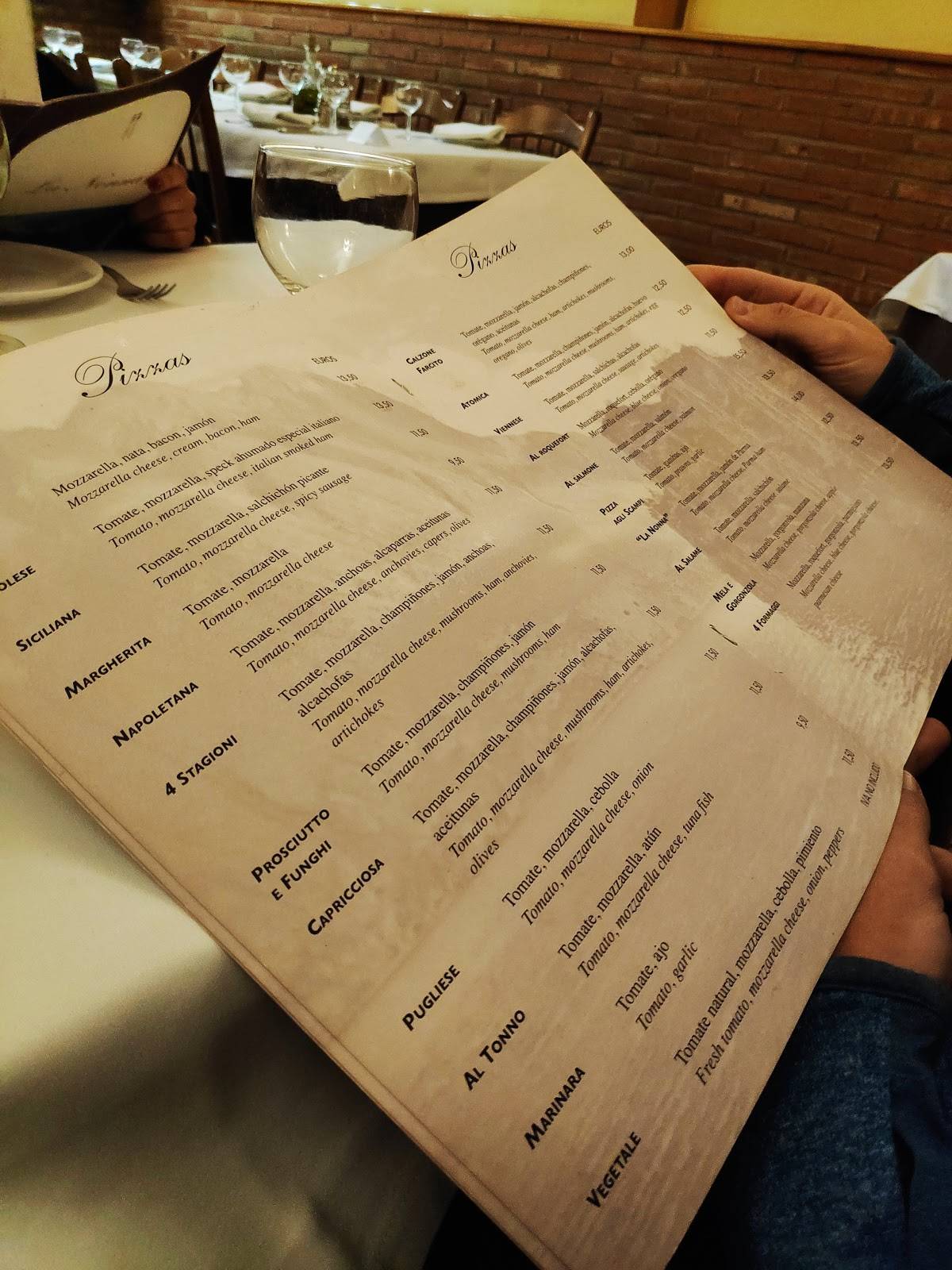 Menu at Restaurante La nonna, Madrid