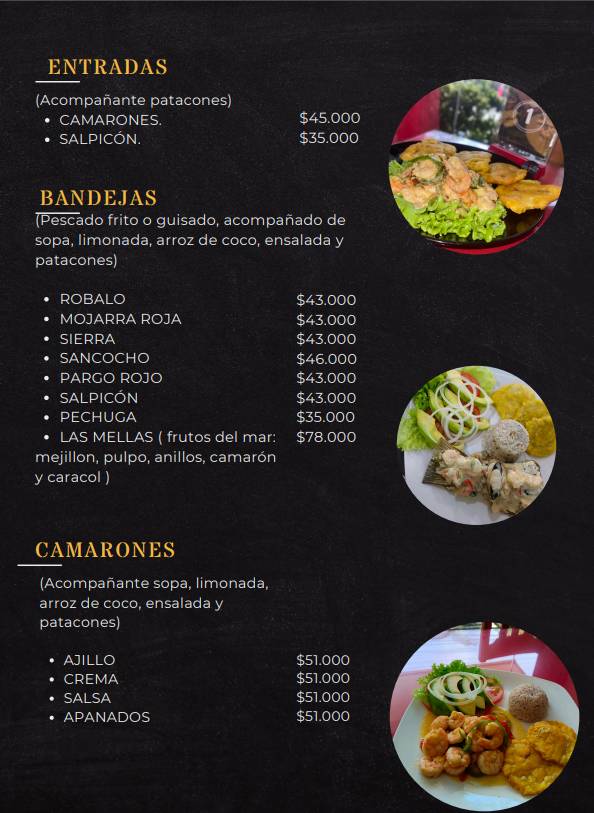 Carta de Restaurante Las Mellas, Pasacaballos