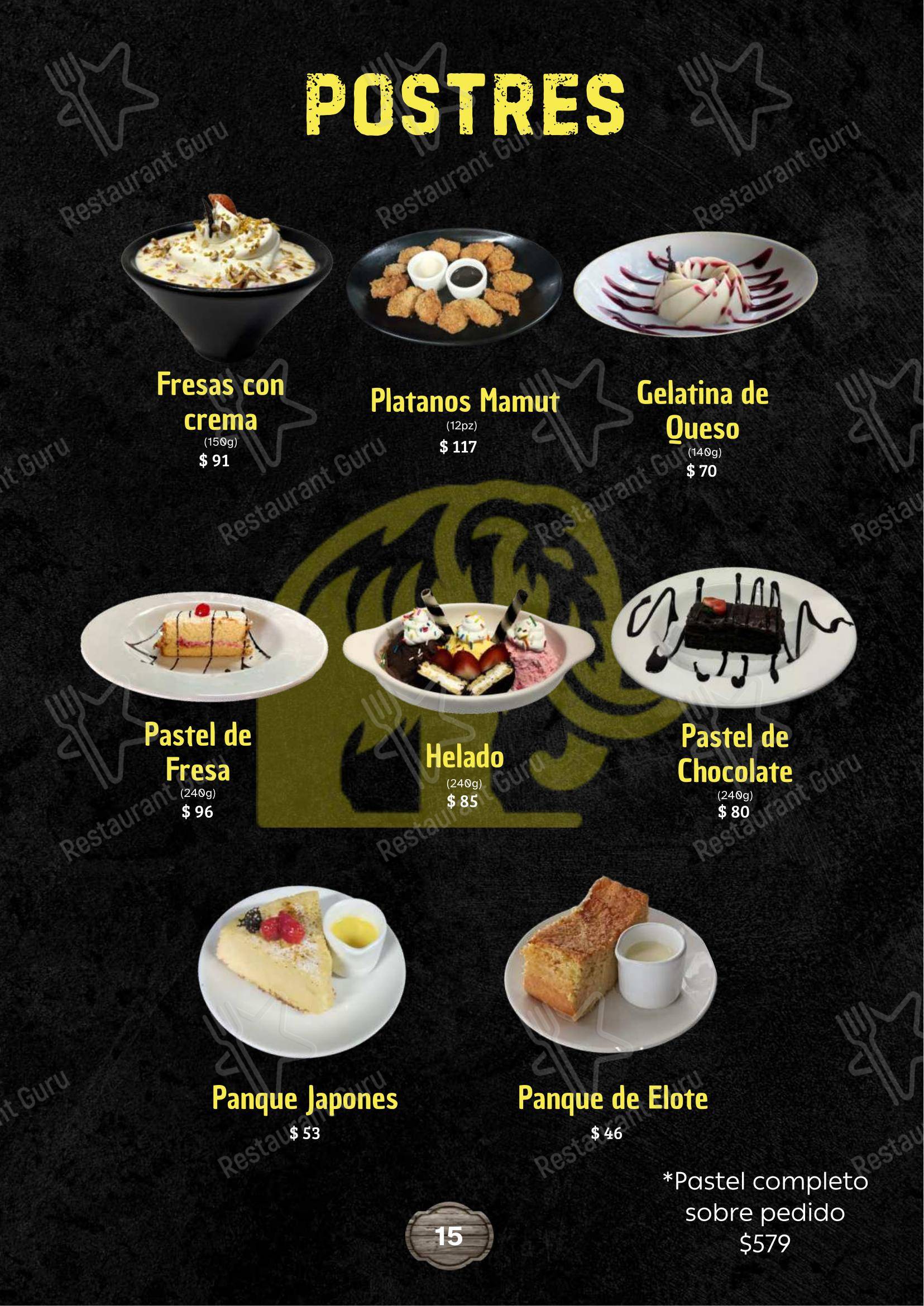Carta de Restaurante Mamut Grill, Ojo de Agua