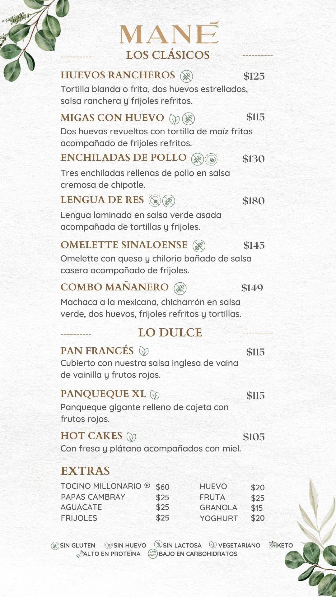 Carta del restaurante MANÉ, Mazatlán