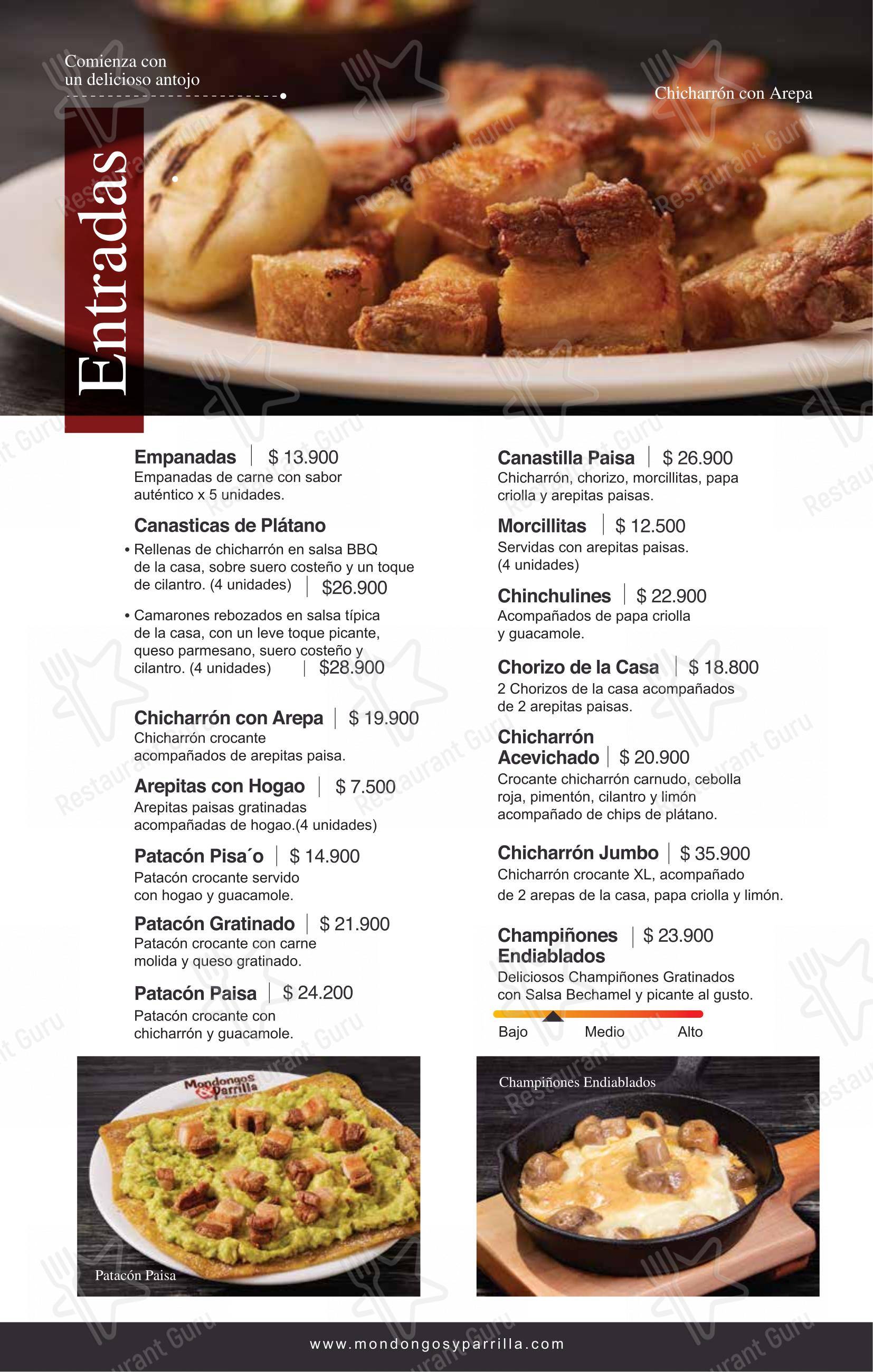 Menu at Restaurante Mondongos & Parrilla - Chapinero, Bogotá