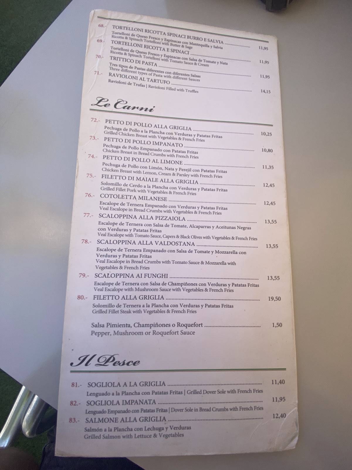 Menu at Restaurante Pizzería 222, Quesada