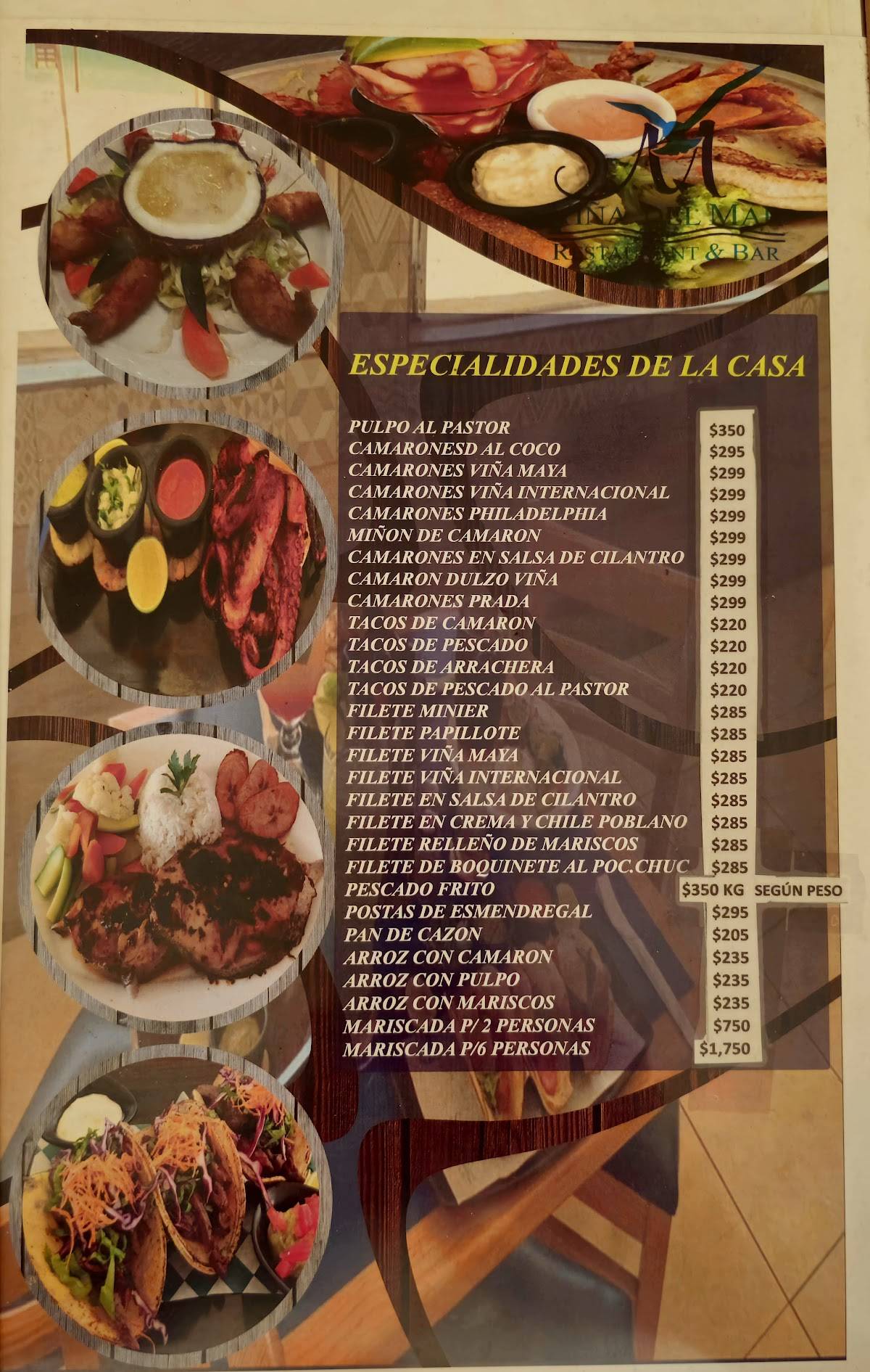 Menu at Restaurante Viña del Mar, Progreso