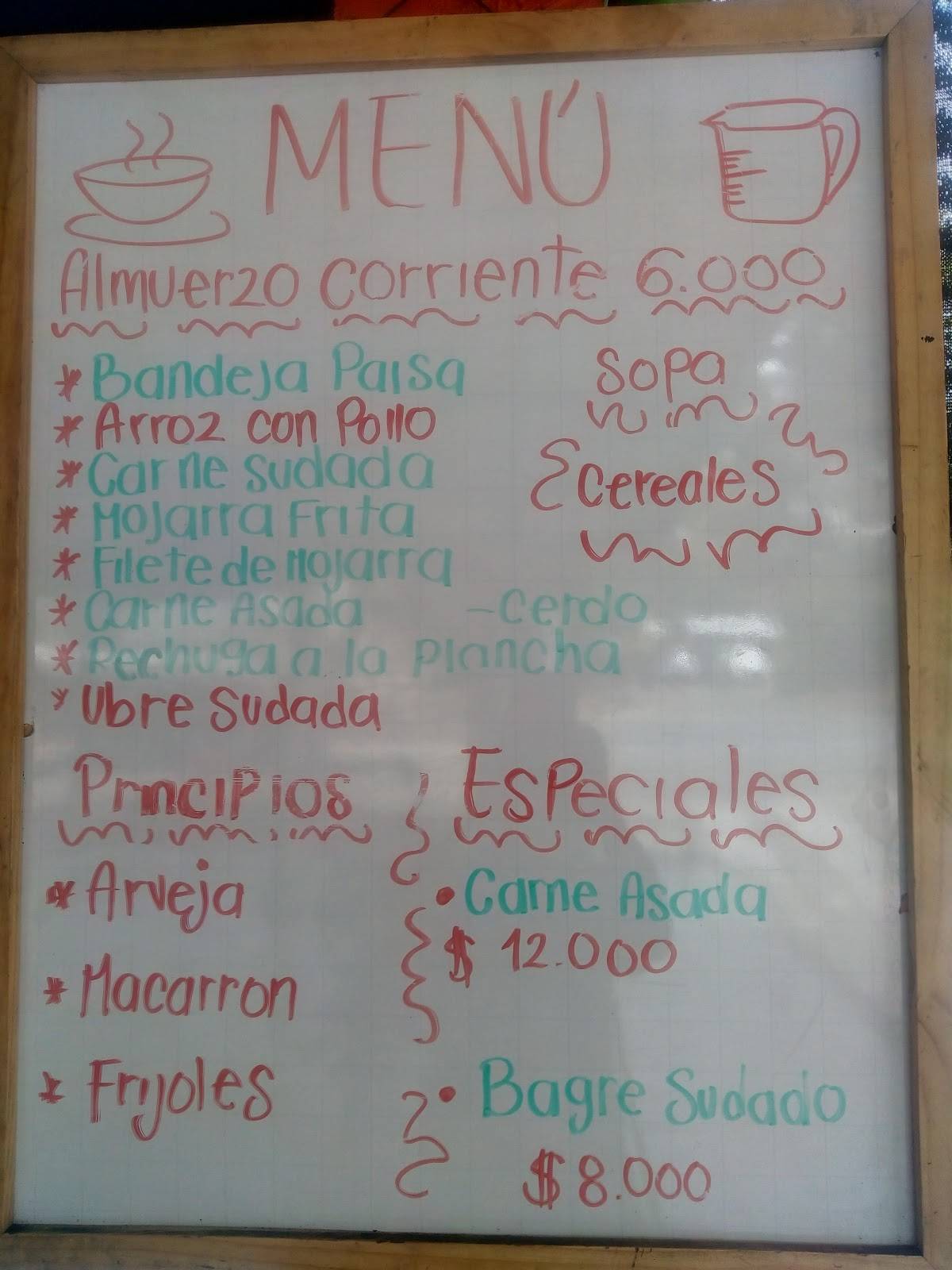 Carta de Restaurante y Asaderos El Tukan, Neiva