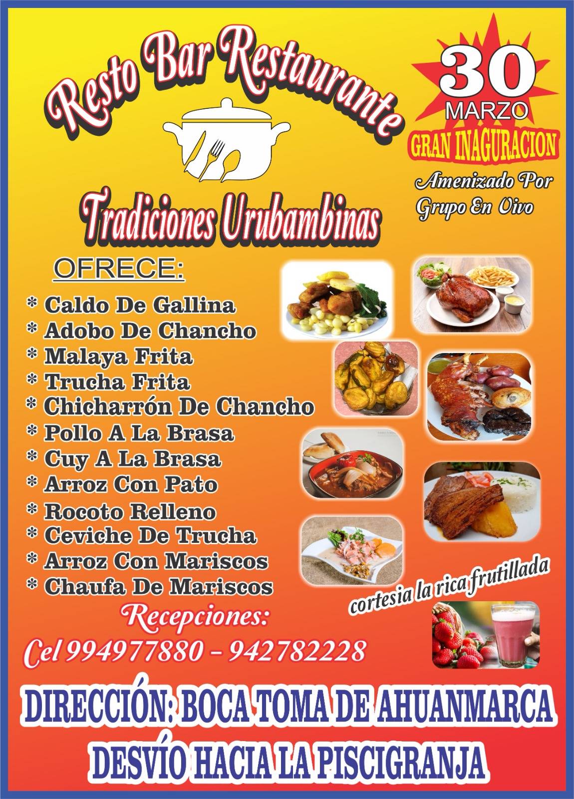 Menu at Resto Bar Restaurante Tradiciones Urubambinas, Urubamba