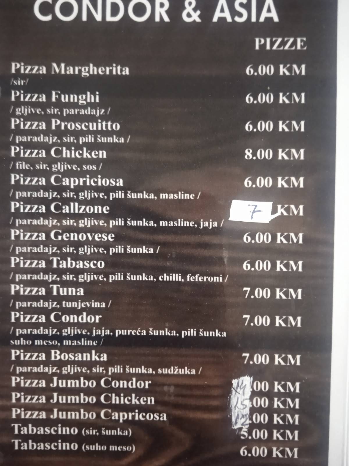 Menu at Restoran Condor Brčko restaurant, Brčko