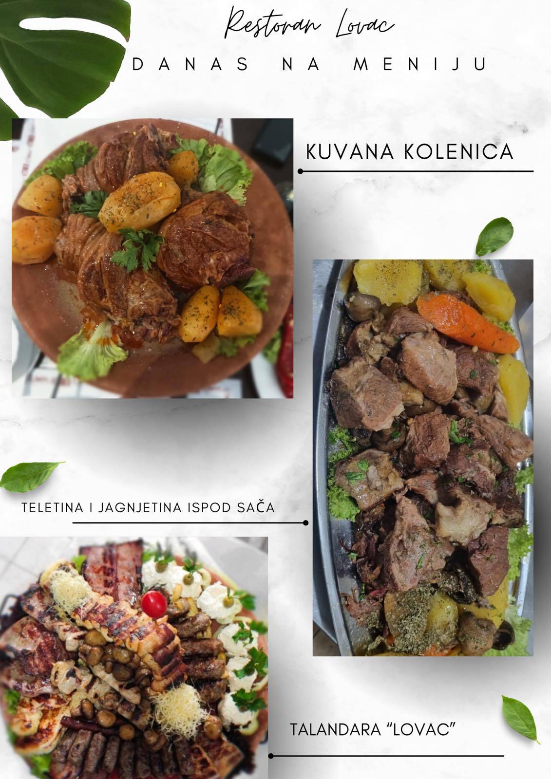 Menu at Restoran Lovac restaurant, Koceljeva