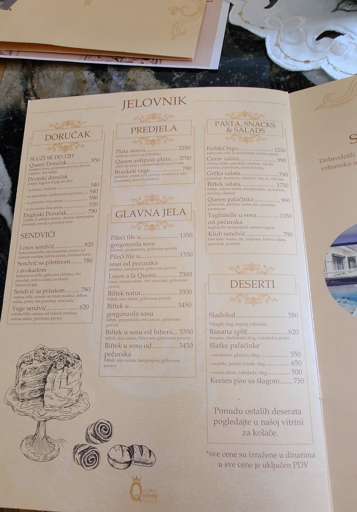 Menu at Restoran Queen restaurant, Novi Sad
