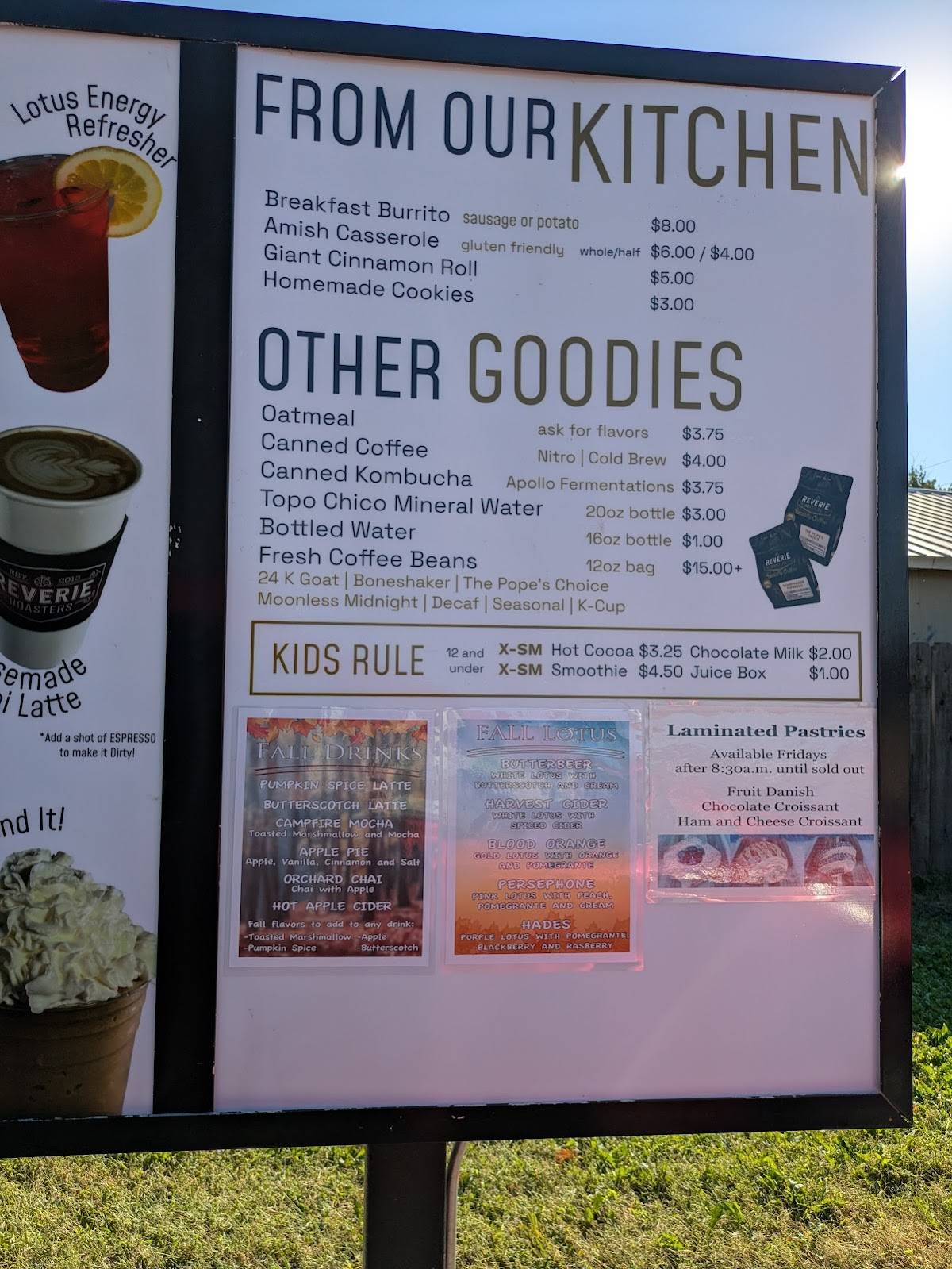 Menu at Reverie Roasters Express, Newton