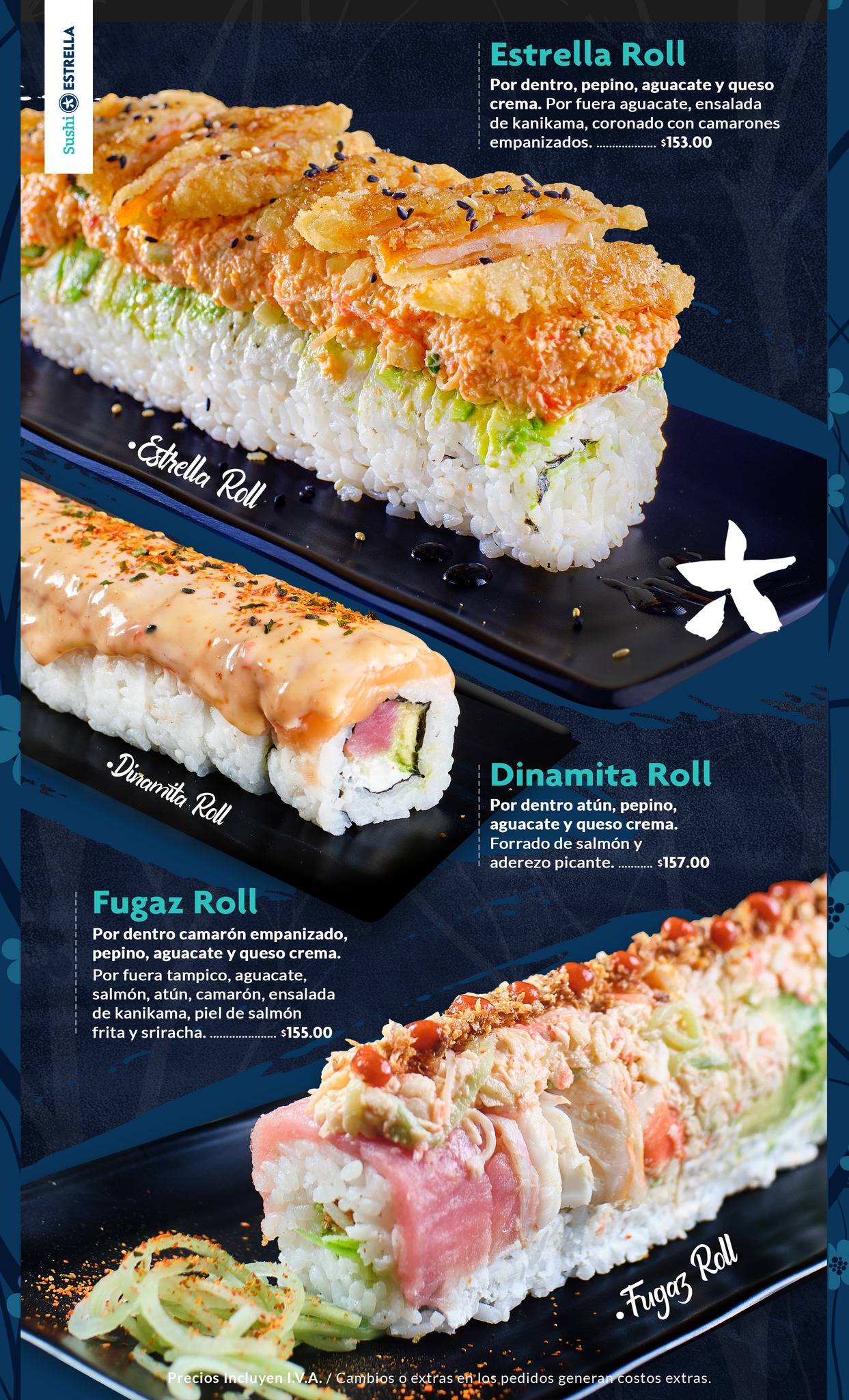 Carta del restaurante Sushi Estrella, Reynosa