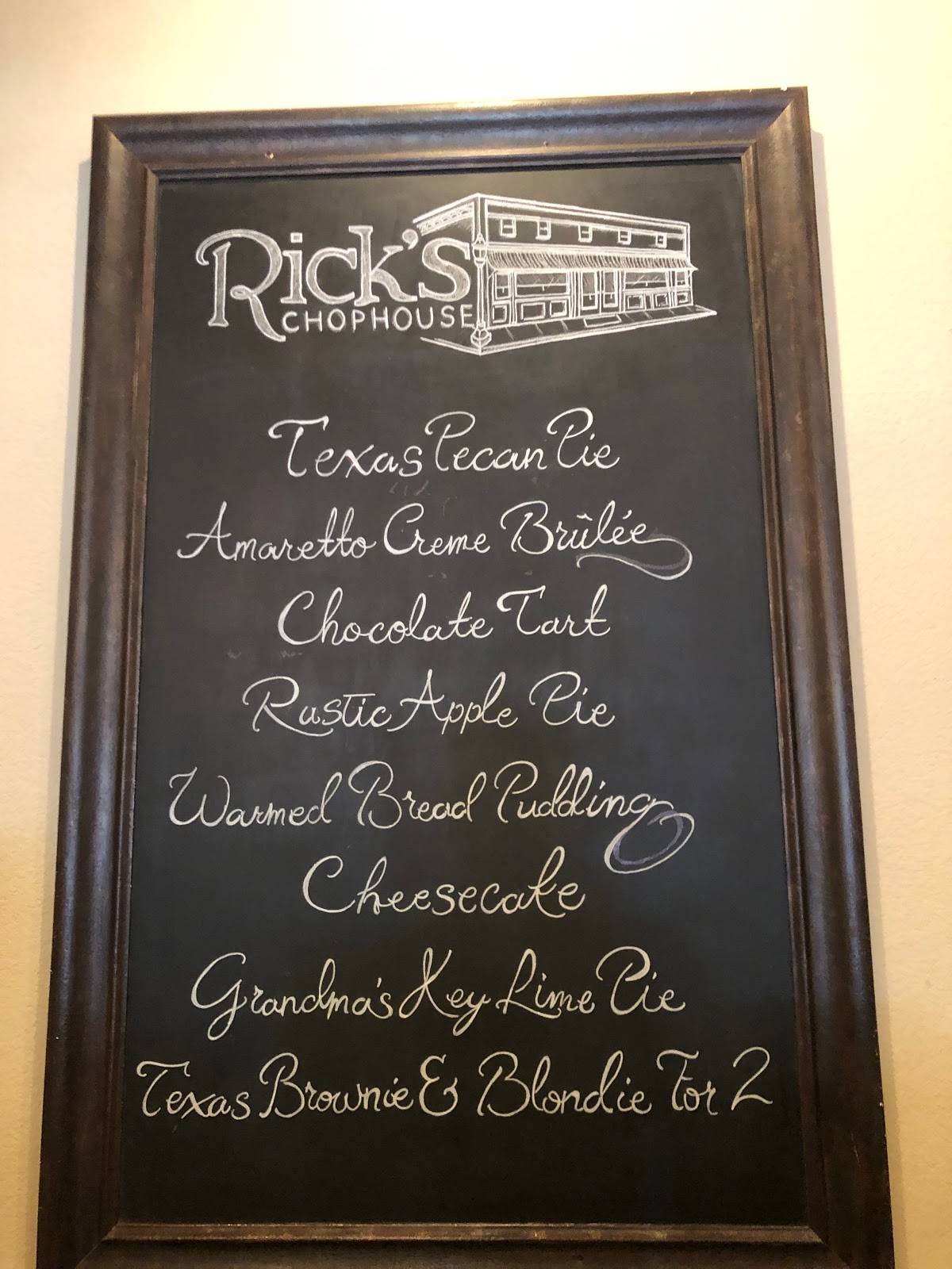 Menu at Rick's Chophouse steakhouse, McKinney, 107 N Kentucky St # 200