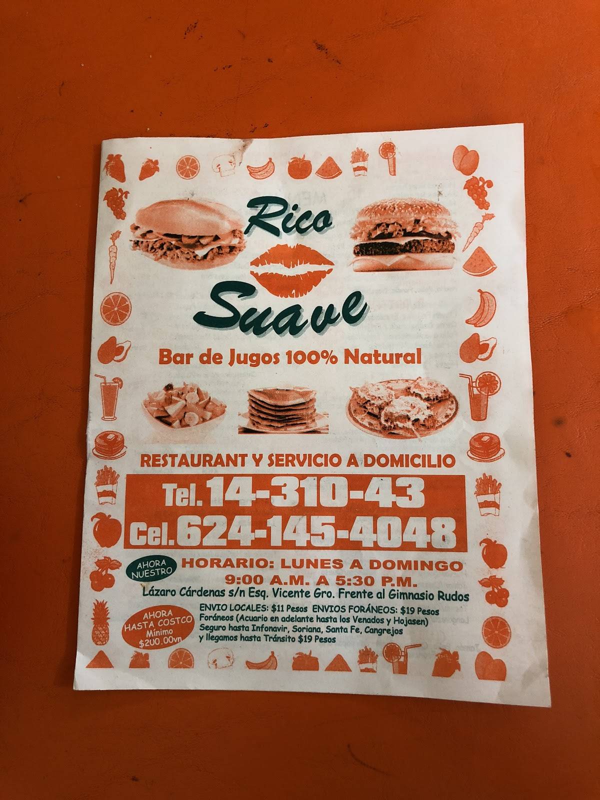 Carta del pub y bar Rico Suave, Cabo San Lucas, Blvd. Lázaro Cárdenas S/N