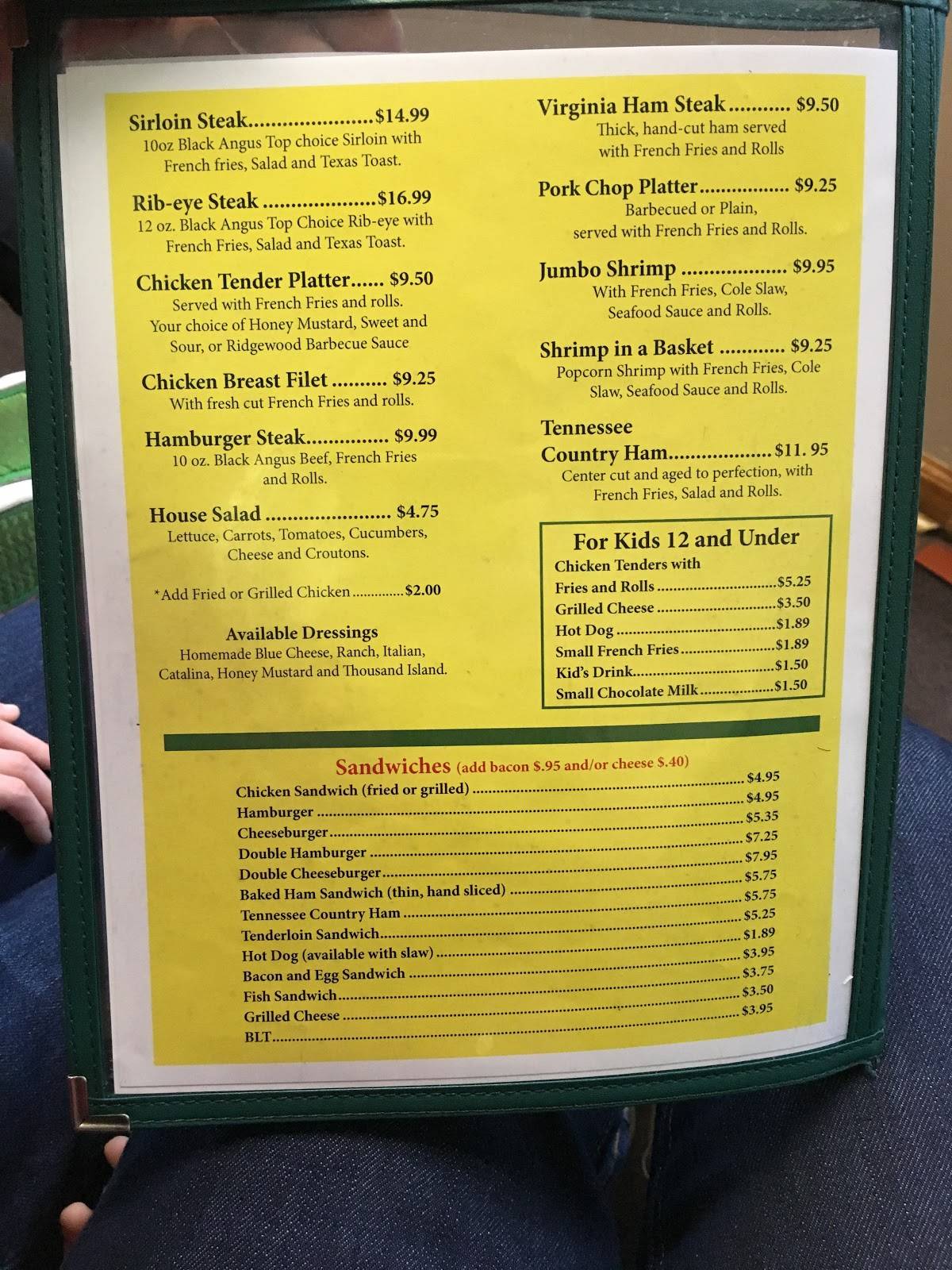 Menu at Ridgewood Barbecue, Bluff City