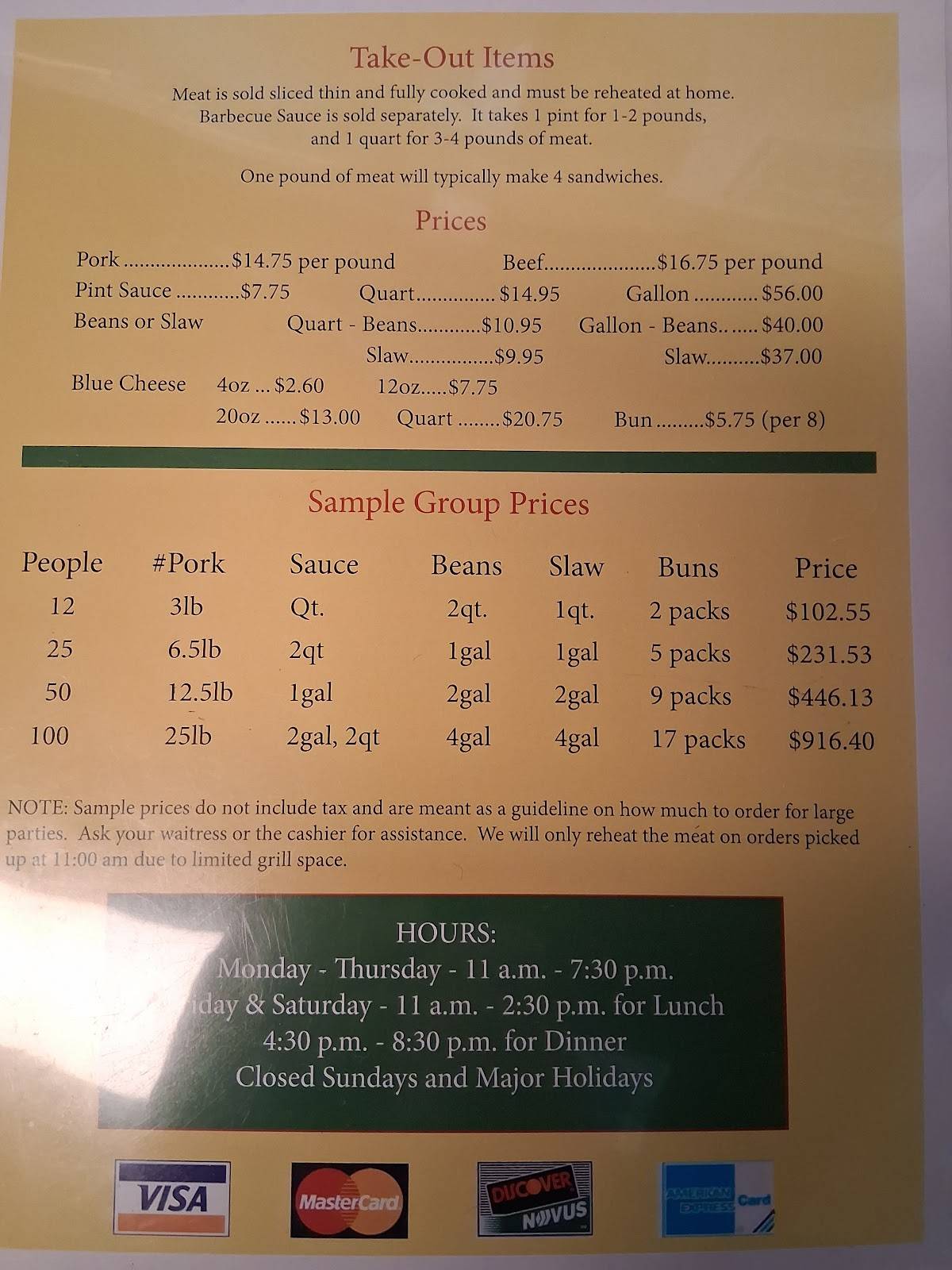 Menu at Ridgewood Barbecue, Bluff City