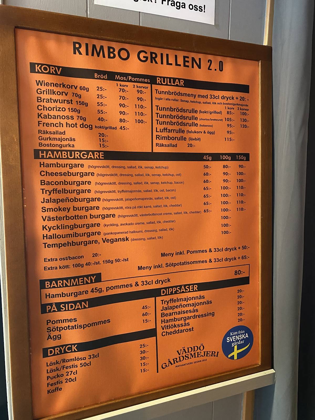 Menu at Rimbo Grillen 2.0, Rimbo