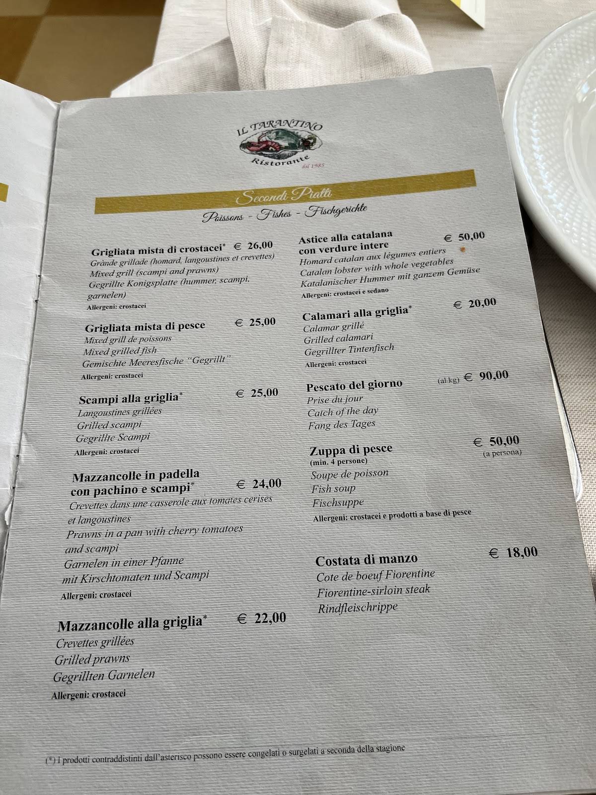 Menu da Ristorante Il Tarantino, Latina