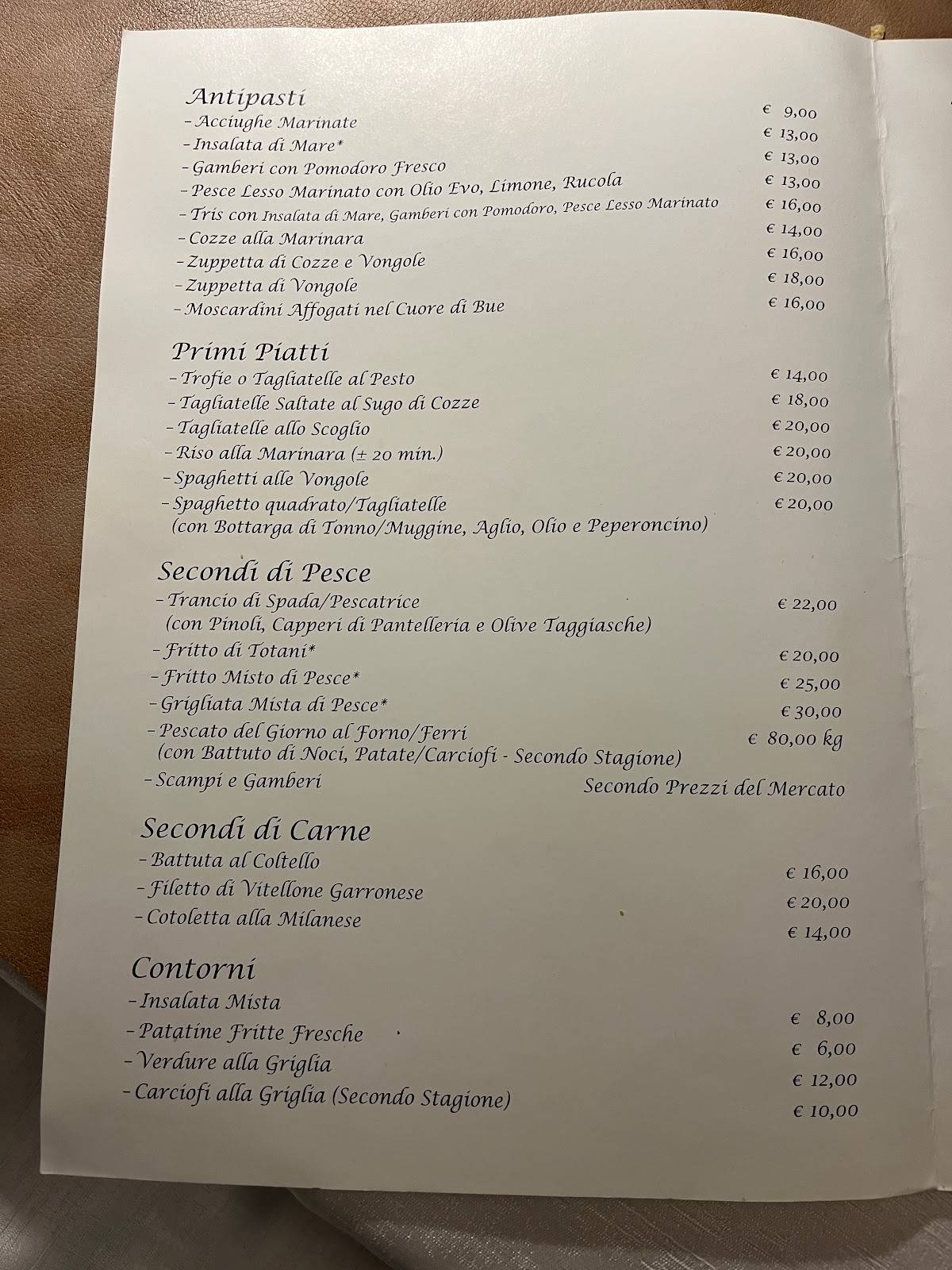 Speisekarte von Ristorante Nazionale, Noli