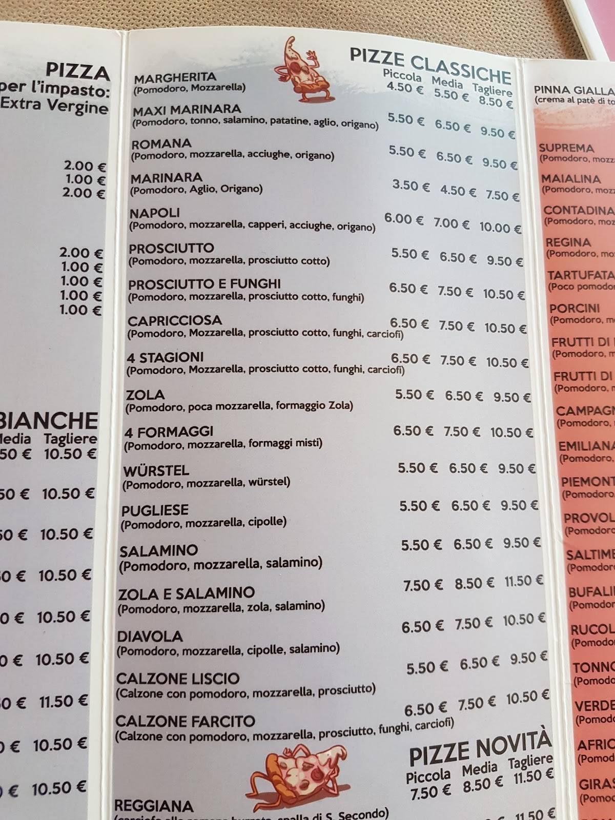 Menu da Ristorante pizzeria Il Cortile, Cremona