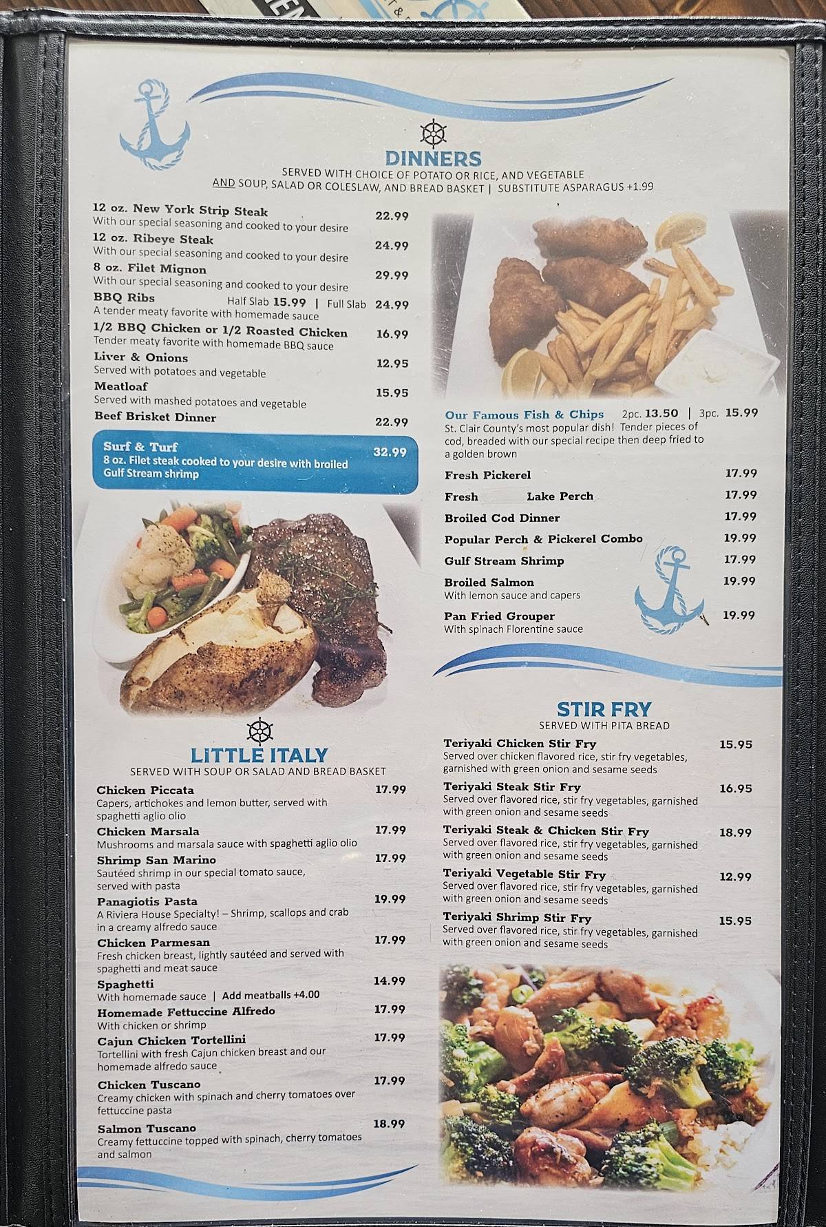 Menu at Riviera Restaurant & Bar, Marine City