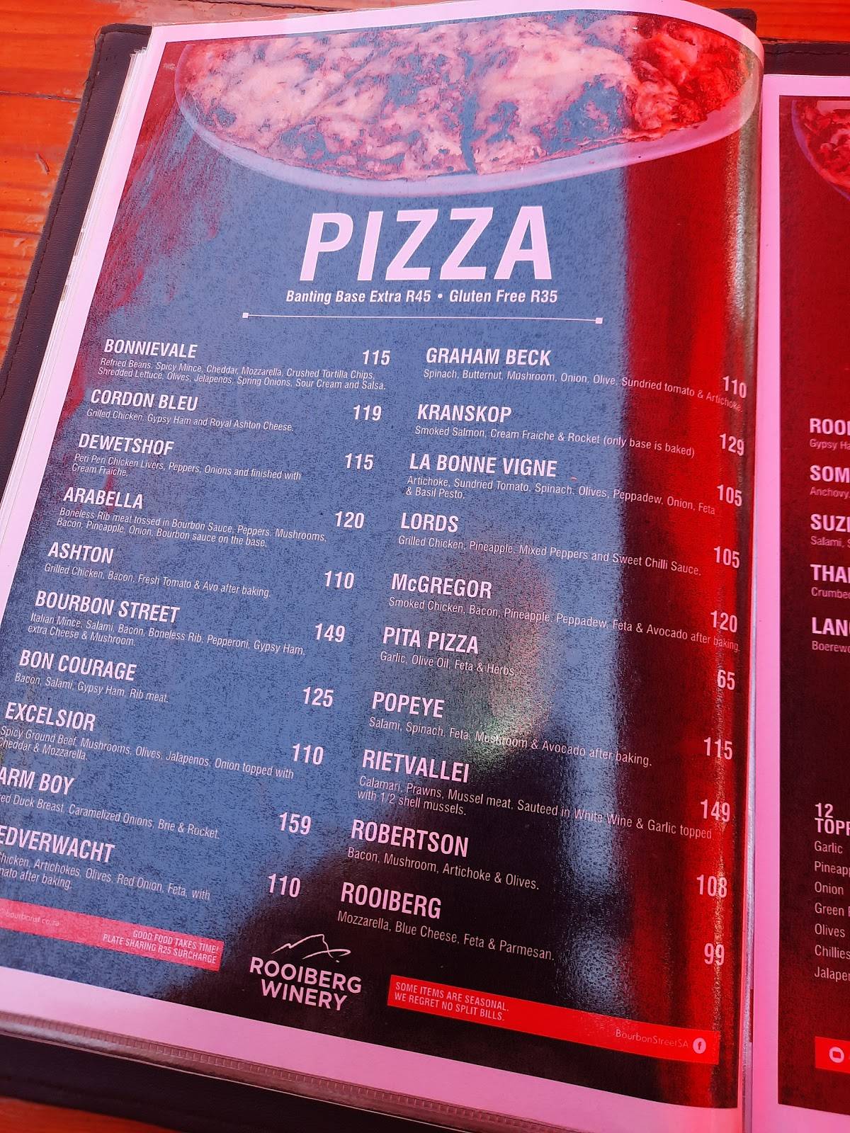 Menu at Bourbon Street Robertson restaurant, Robertson