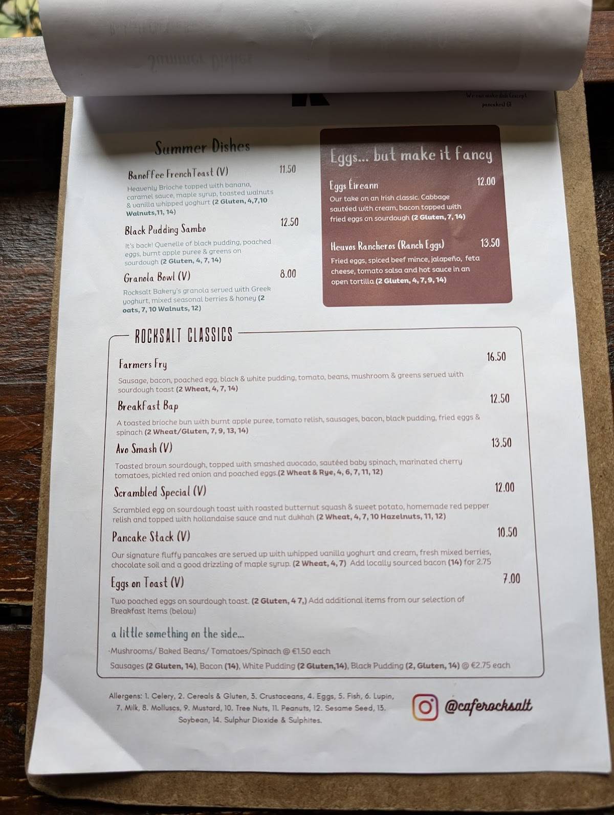 Menu at Rocksalt Cafe Dundalk, Dundalk