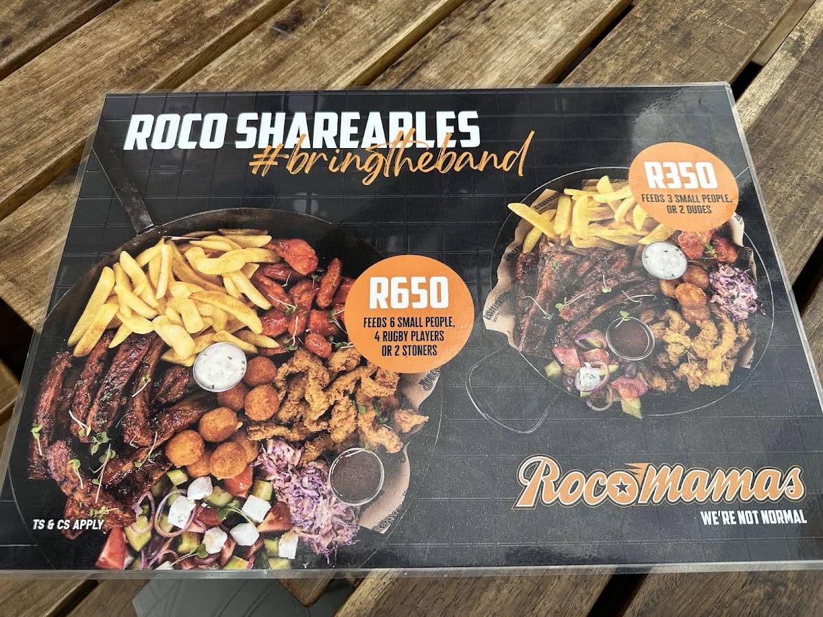 Menu at RocoMamas Gateway restaurant, Umhlanga